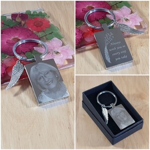 Memorial Gift / in Loving Memory - Engraved Photo Keyring - Remembrance ...
