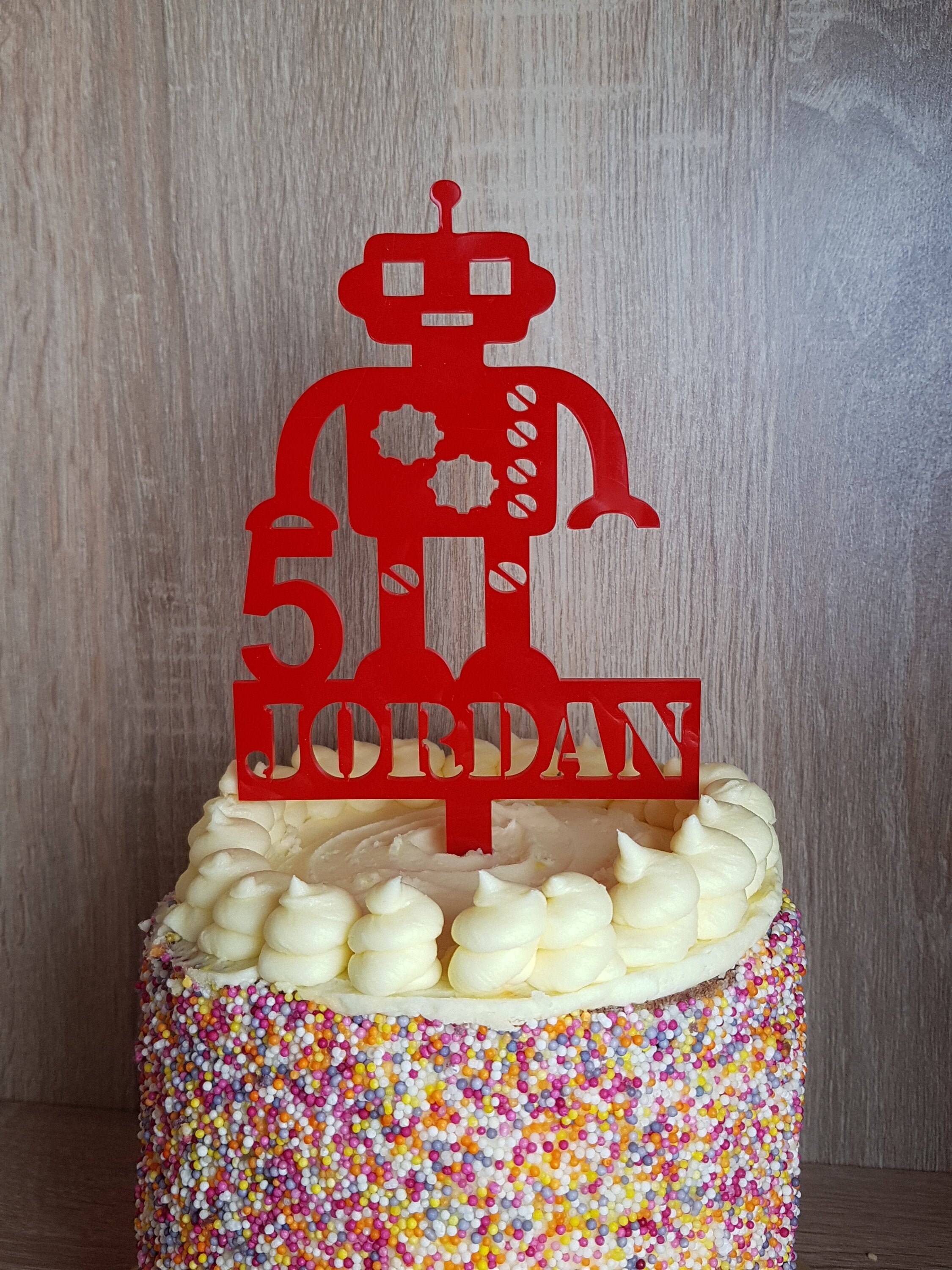 Robot Cake Topper Personalised Birthday Children's | Etsy UK