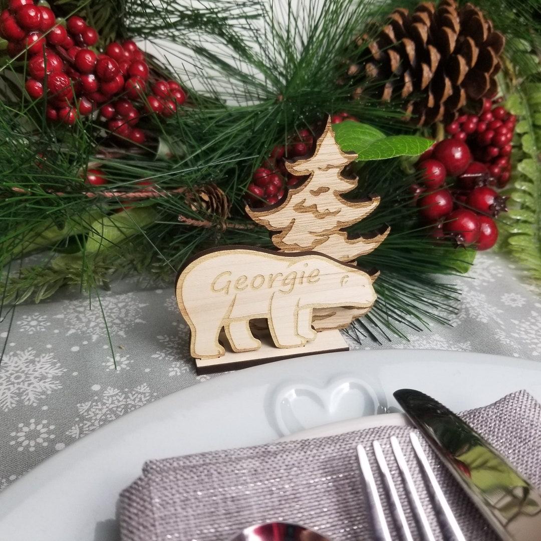 Christmas Dinner Place Name, Polar Bear Dining Table Decor ...