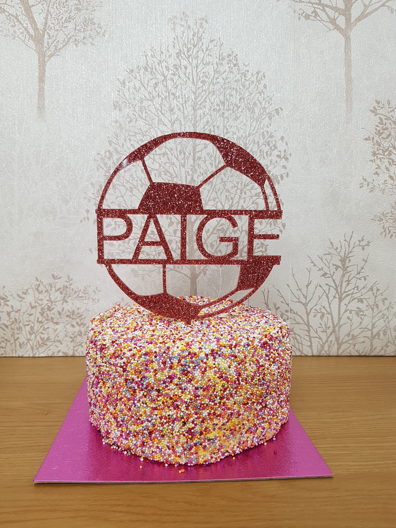 Girls Football Cake Topper, Acrylic, Personalised Birthday Children's ...