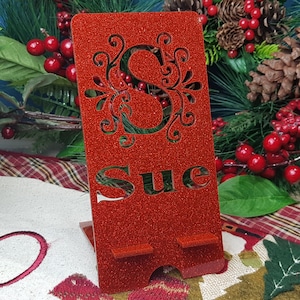 Mobile Phone Stand - Personalised With Name and Initial - Available in ...