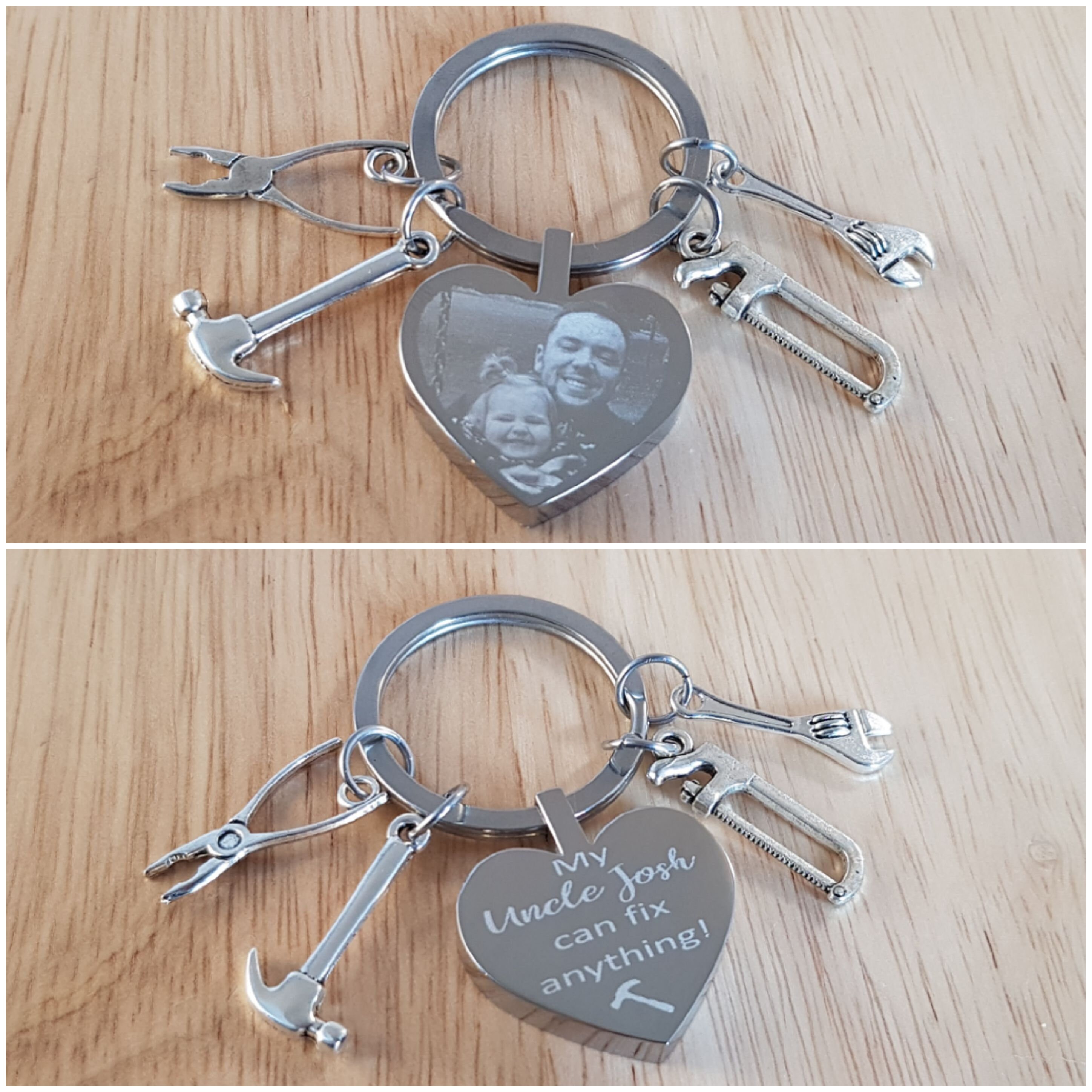 Keyring With Tool Charm Engraved Photo Keyring With Any Text. | Etsy