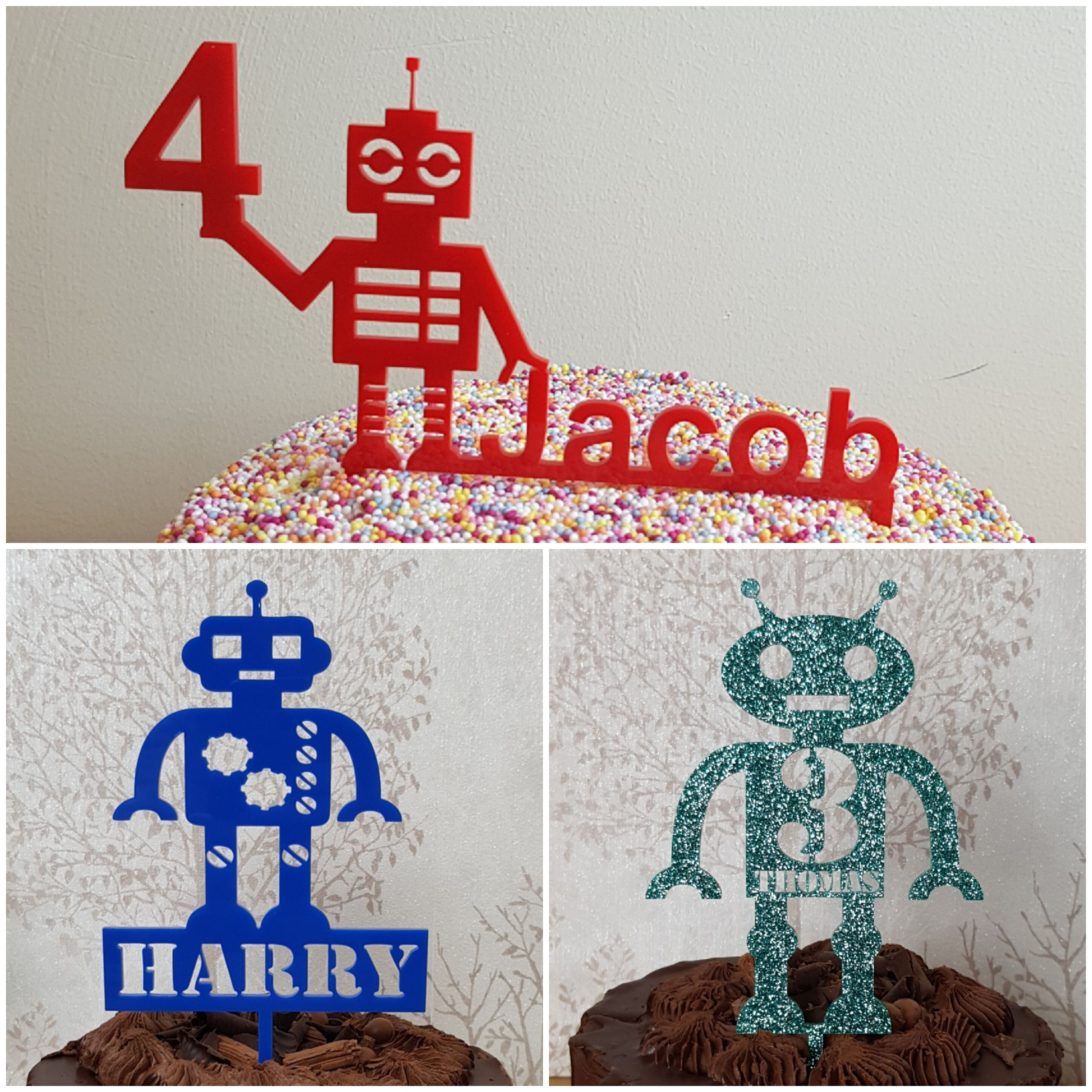 Robot Cake Topper Personalised Birthday Children's | Etsy UK