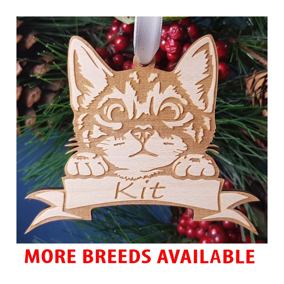 Cat Christmas Tree Hanger, Personalised Gift for Cat Lovers, Kitten ...