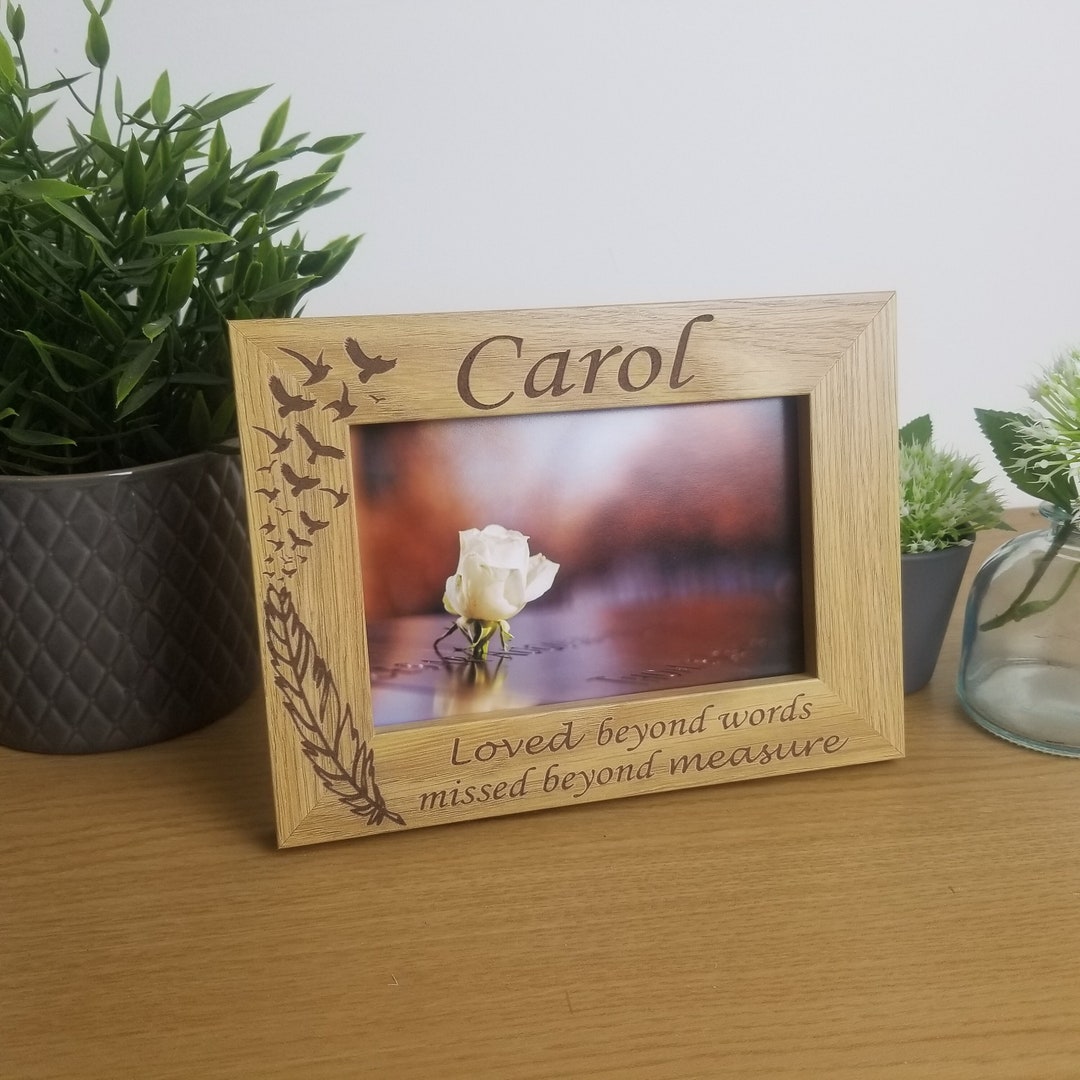 Personalised Memorial Photo Frame, Sympathy Gift for Funerals, Feather ...