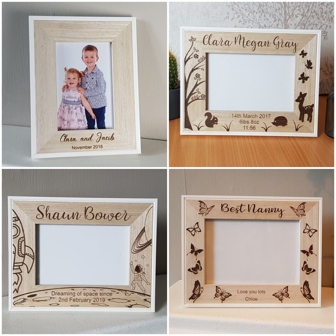 Children's Personalised Photo Frame, Zoo Animal Themed for Nursery or ...