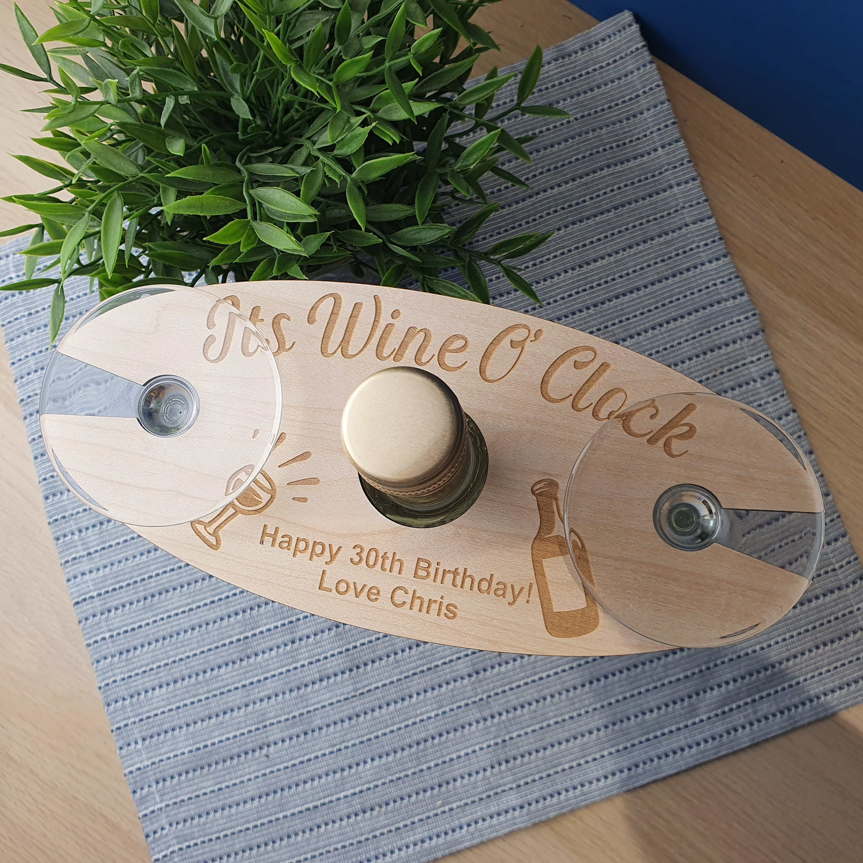 Wine Bottle and Glass Holder Personalised Wine Butler Wooden - Etsy UK