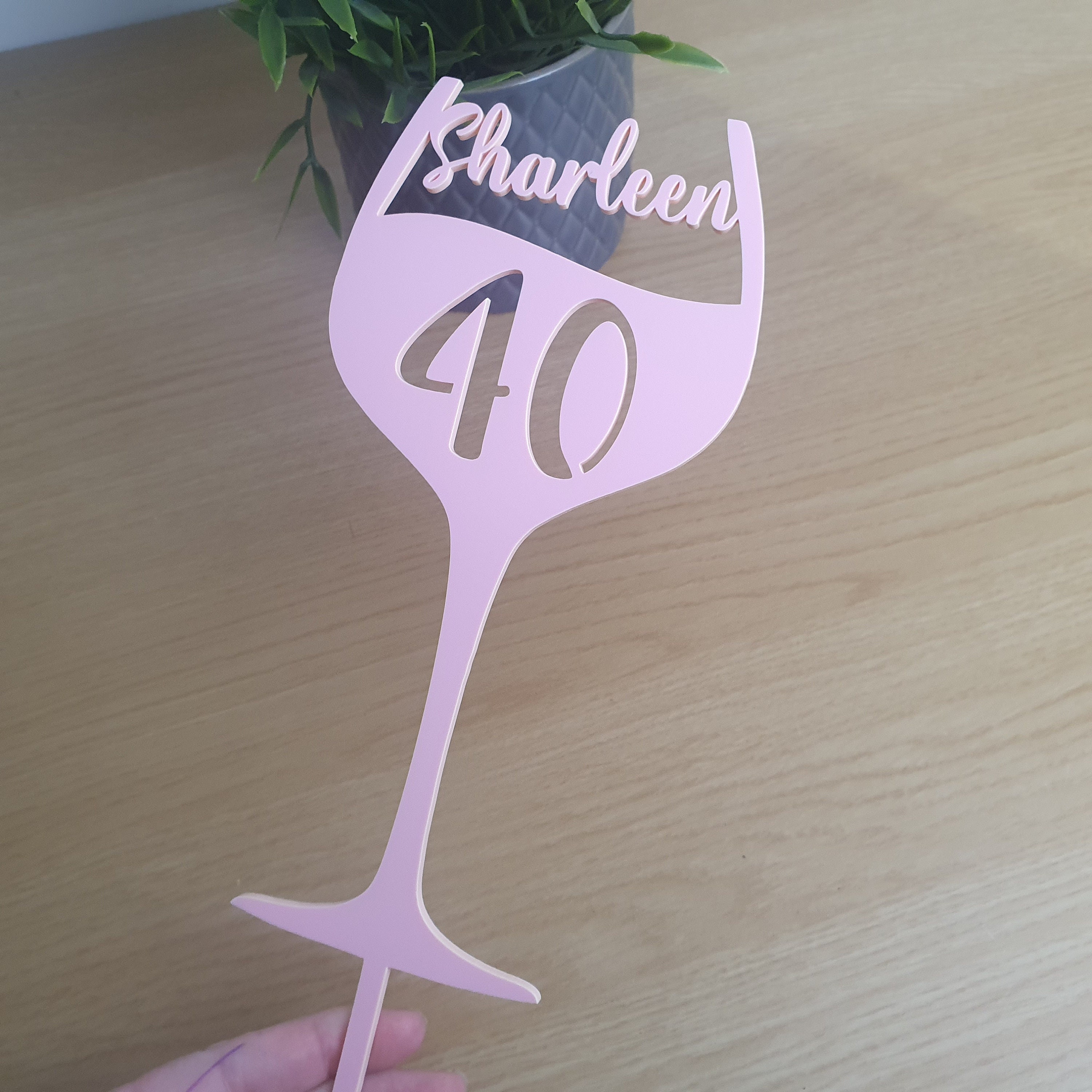 Wine Glass Cake Topper, Personalised Birthday Cake Acrylic Decoration ...