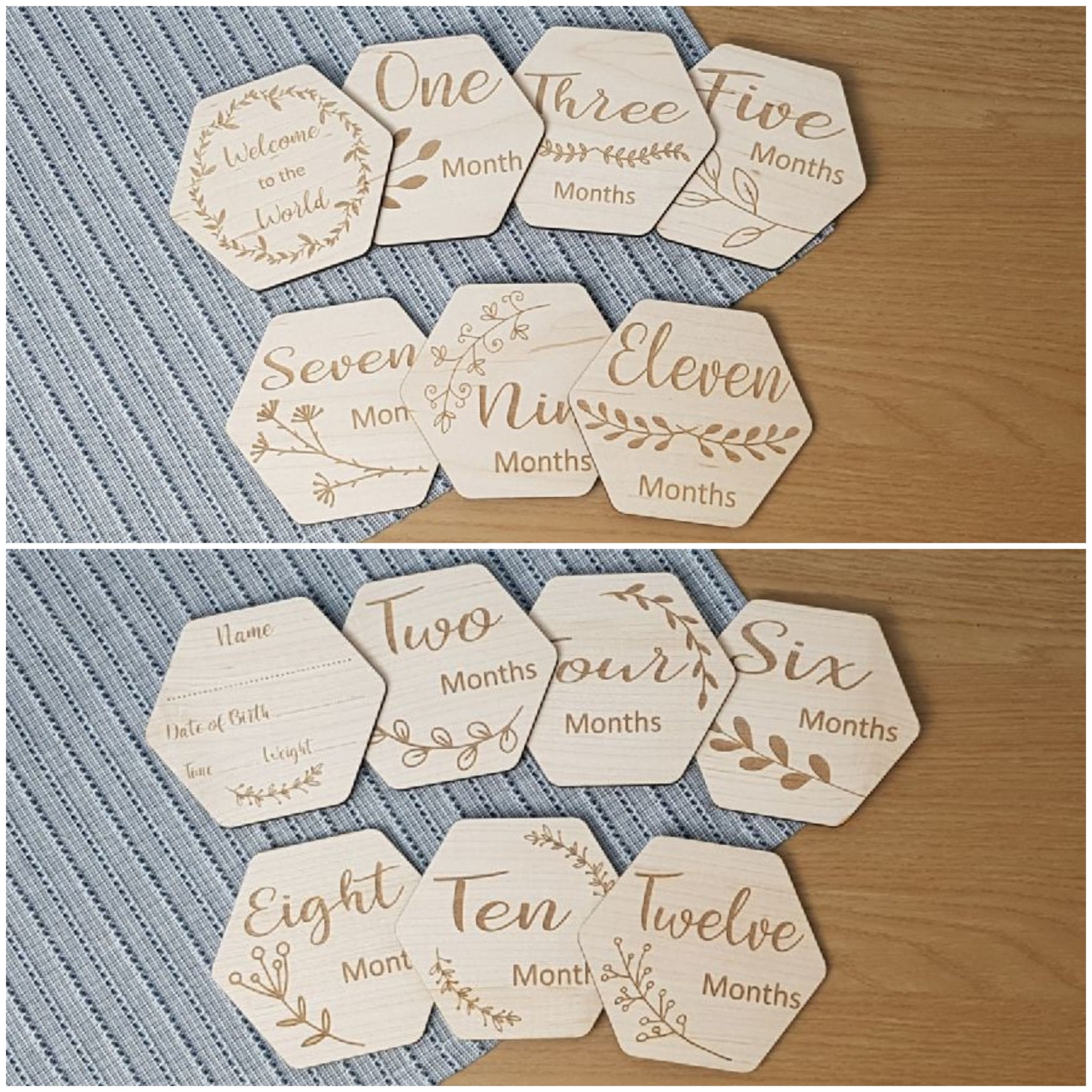 Personalised Baby Milestone Age Photo Prop Discs, New Born or Baby ...