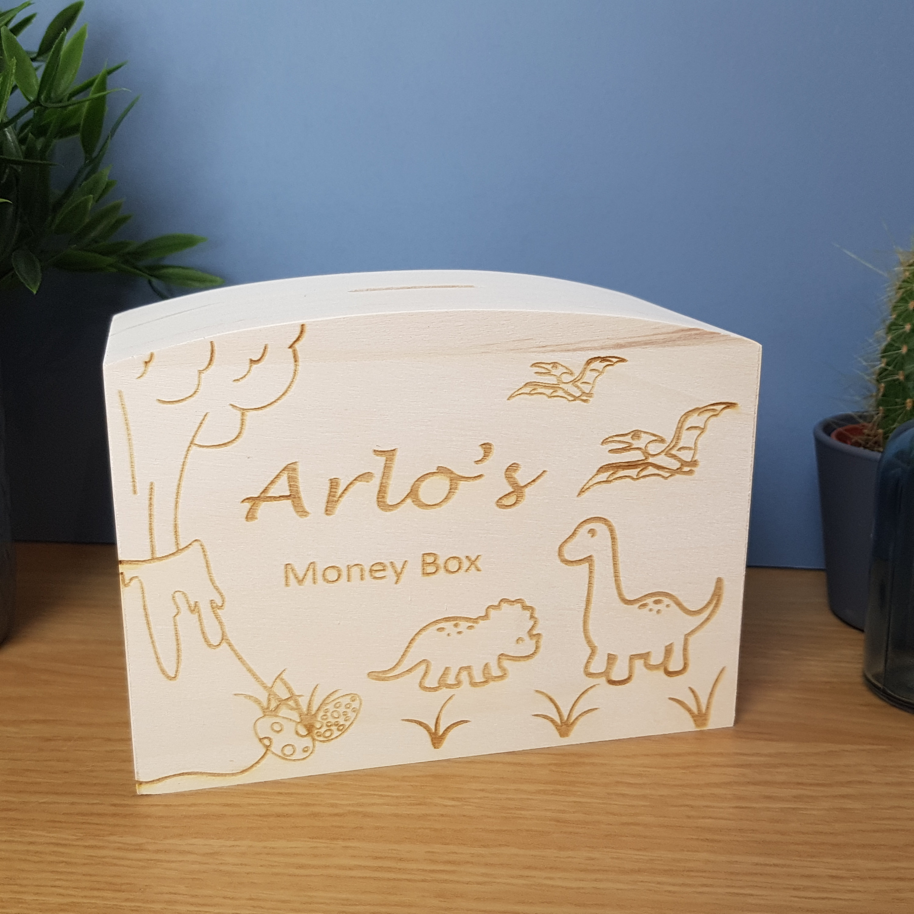 Children's First Money Box, Personalised With Any Text, Dinosaur ...