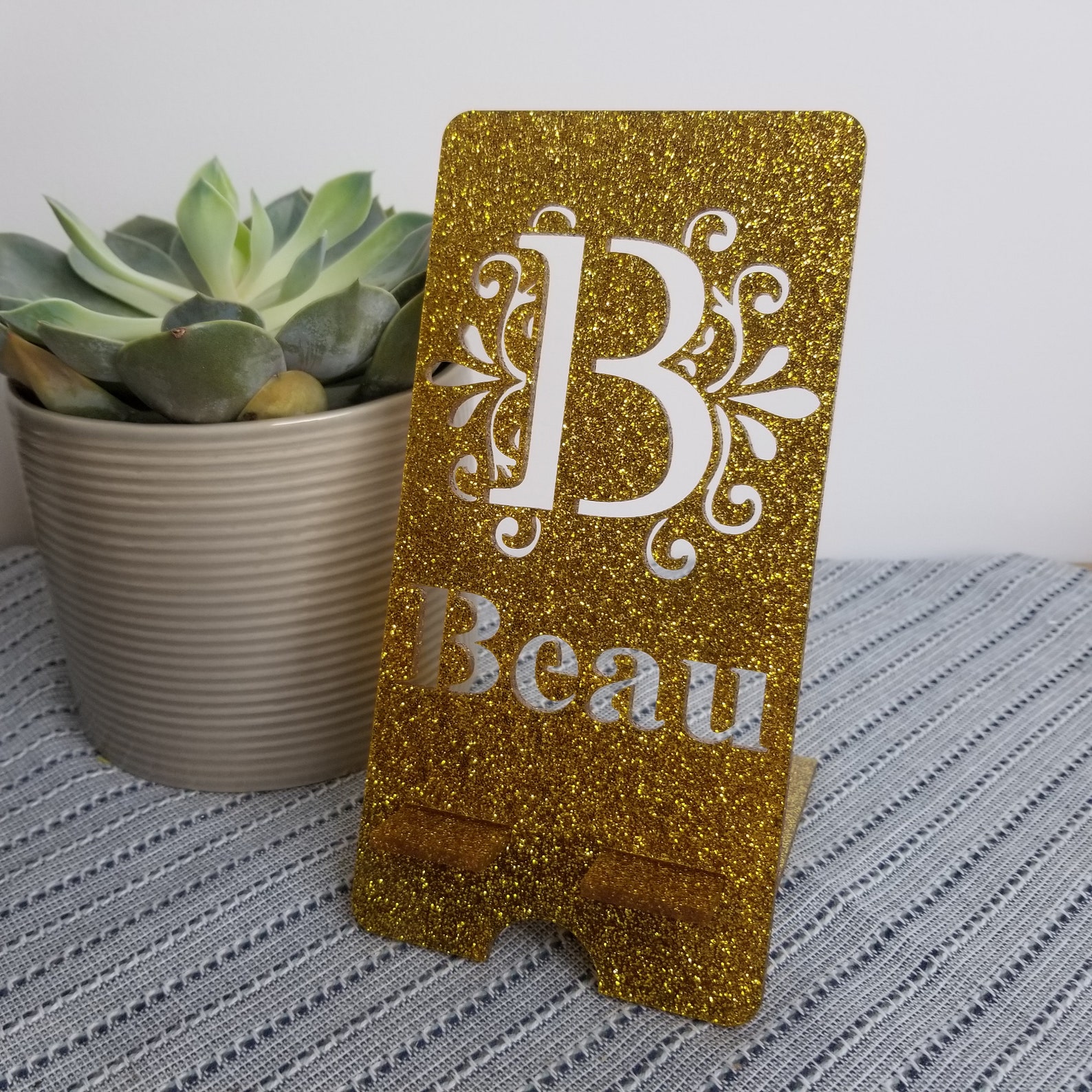 Mobile Phone Stand - Personalised With Name and Initial - Available in ...