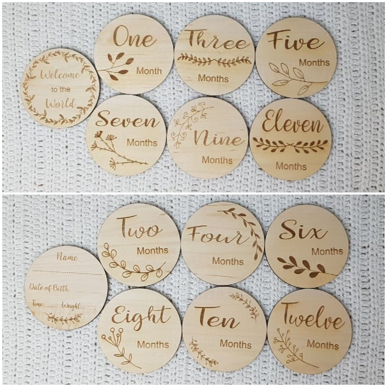 Personalised Baby Milestone Age Photo Prop Discs, New Born or Baby ...
