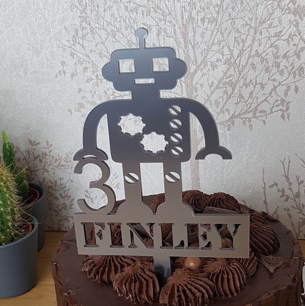Robot Cake Topper Personalised Birthday Children's | Etsy UK