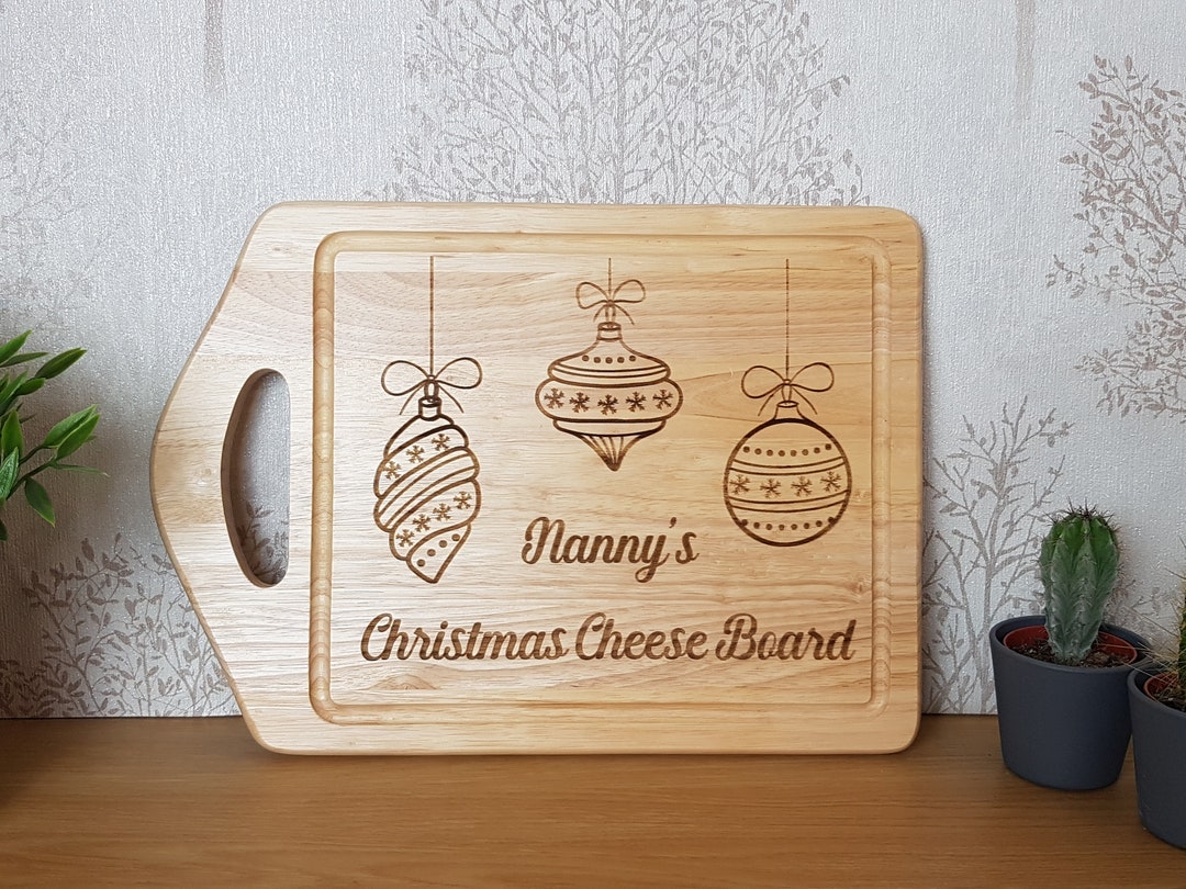 Personalised Christmas Chopping Board Gift, Bauble Design, Family ...