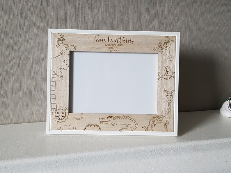 Children's Personalised Photo Frame Zoo Animal Themed for | Etsy UK