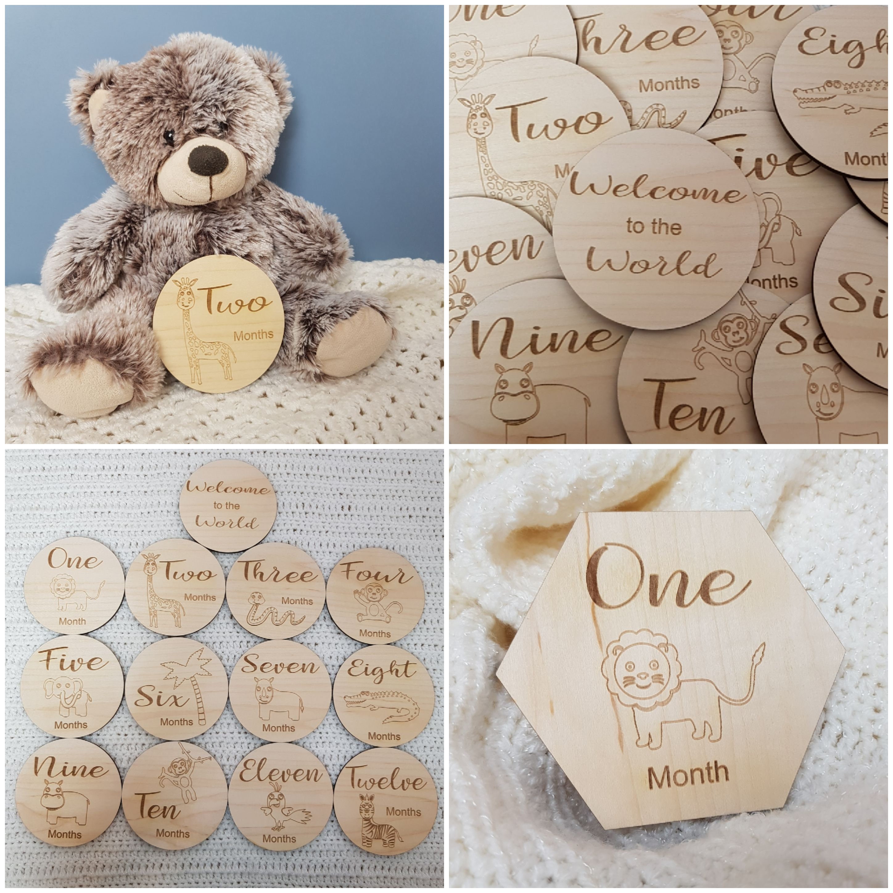 Personalised Baby Milestone Age Photo Prop Discs New born or | Etsy