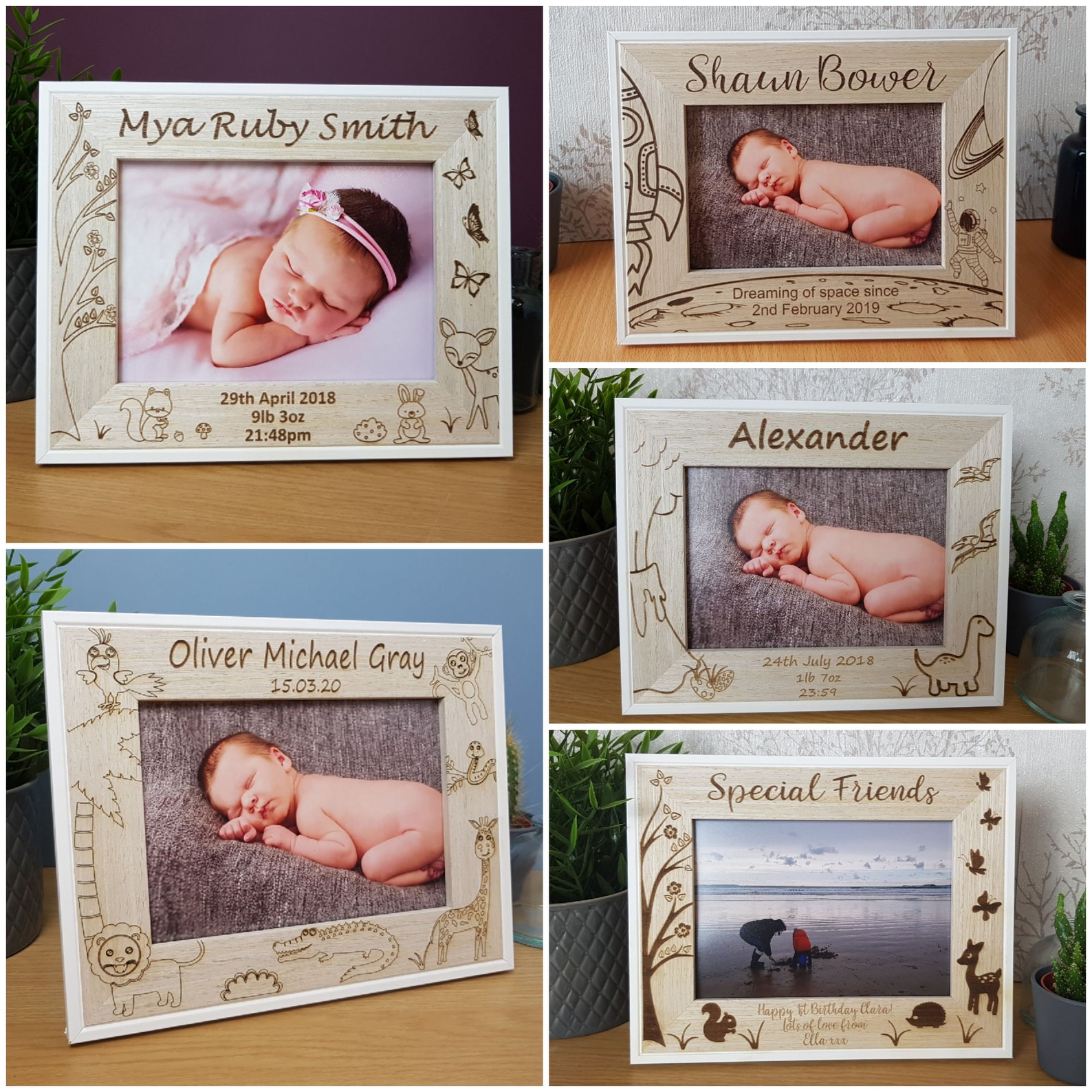 Children's Personalised Photo Frame, Zoo Animal Themed for Nursery or ...