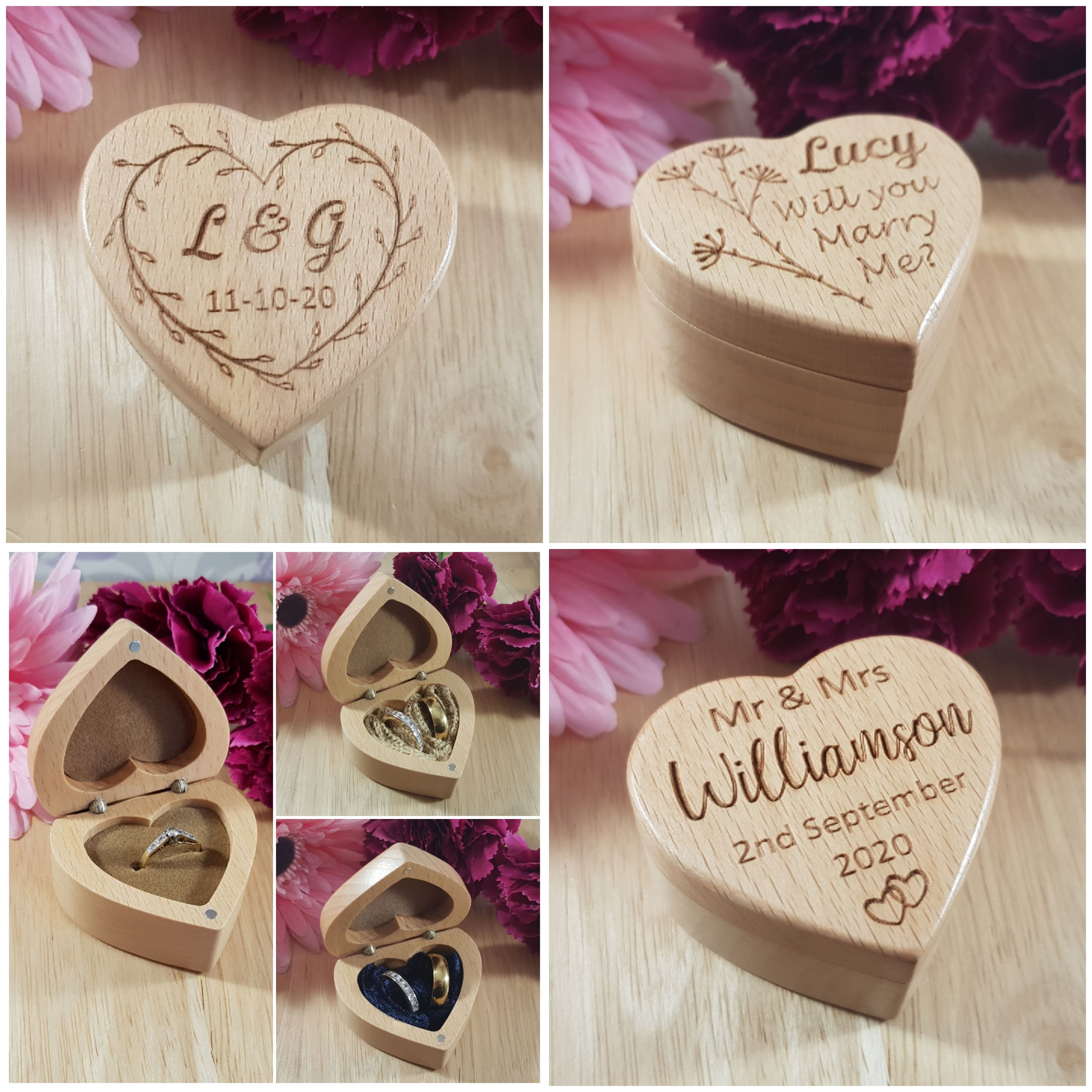 Proposal Ring Box Personalised Heart Engagement Ring Storage | Etsy