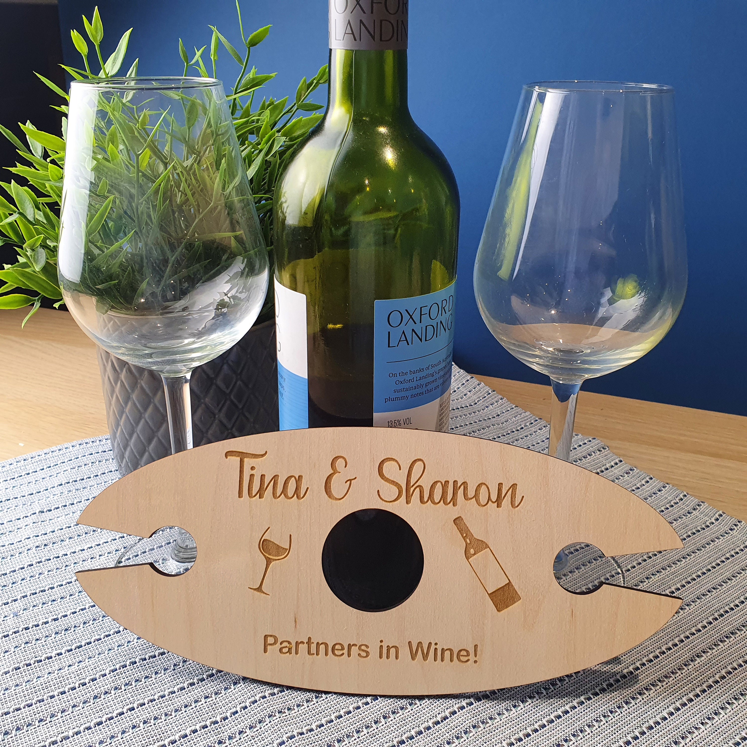 Wine Bottle and Glass Holder Personalised Wine Butler Wooden - Etsy UK