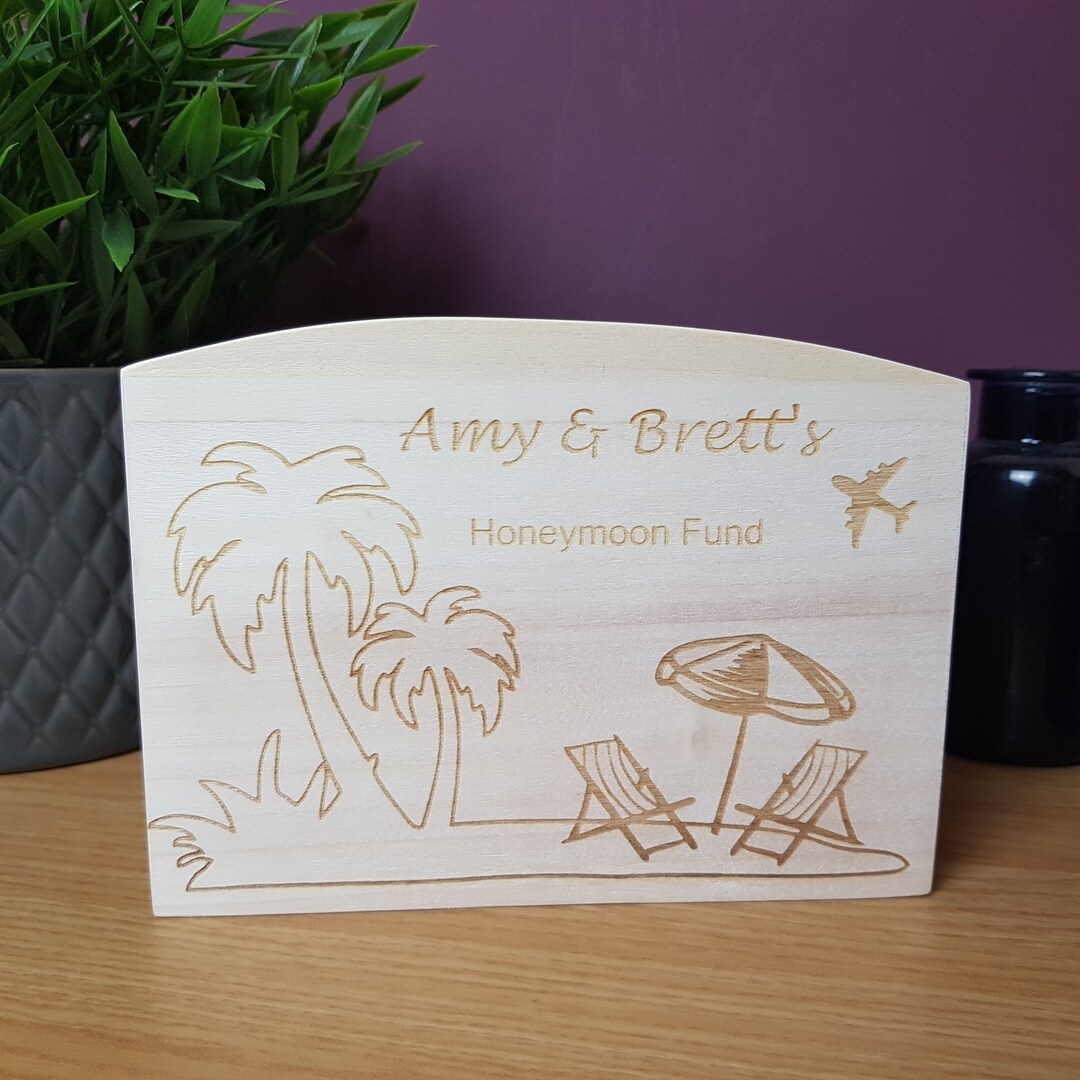 Personalised Honeymoon Fund Money Box, Engagement Present, Adventure or ...