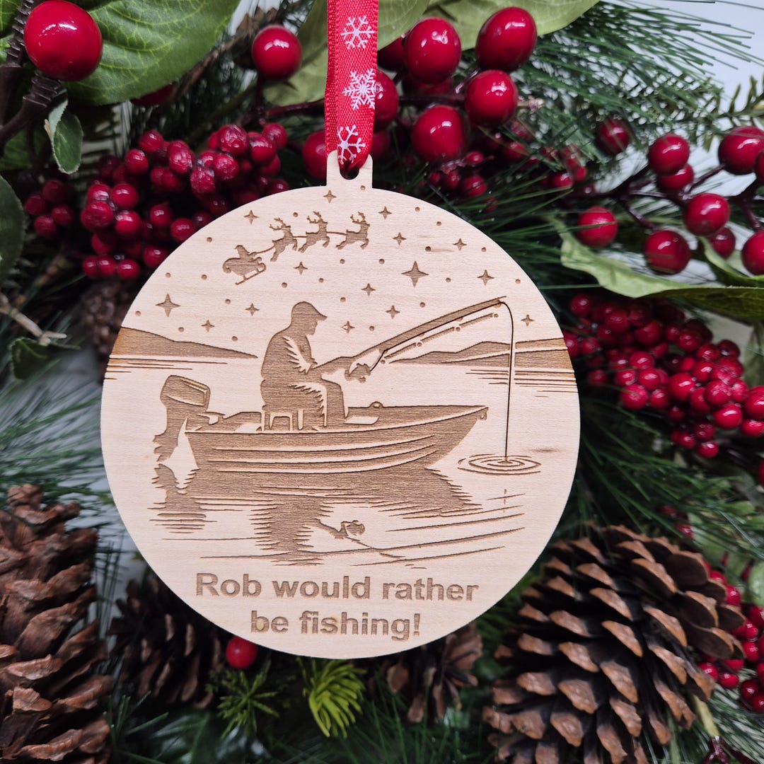 Personalised Fishing Christmas Tree Bauble Gift for Fisherman, Xmas ...