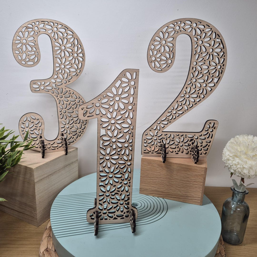 Wood Wedding Table Numbers, Free Standing Table Names, Table Plan, Cut ...