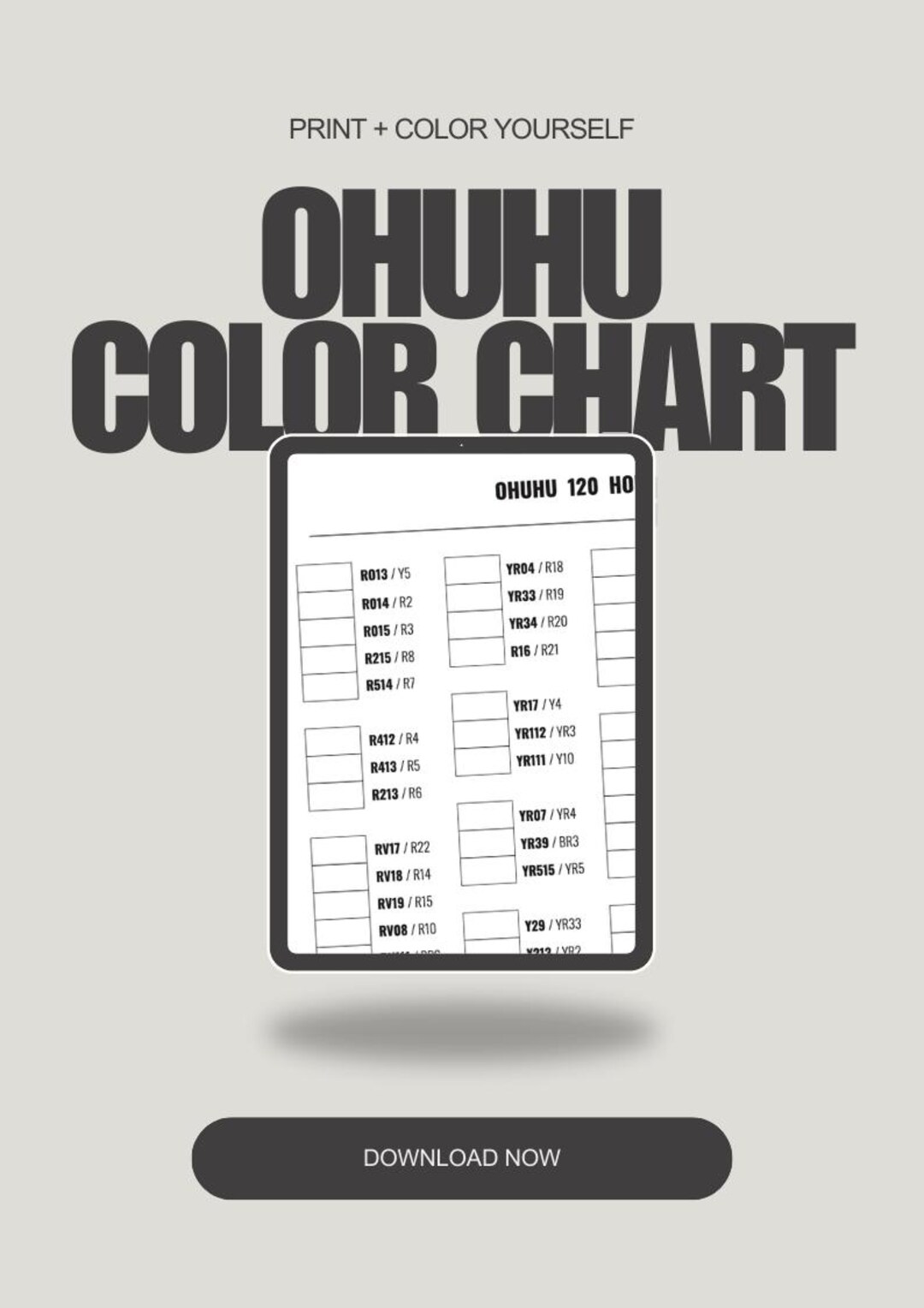 120 Ohuhu Honolulu Color Chart (old+new Codes) | Marker Swatch Chart ...