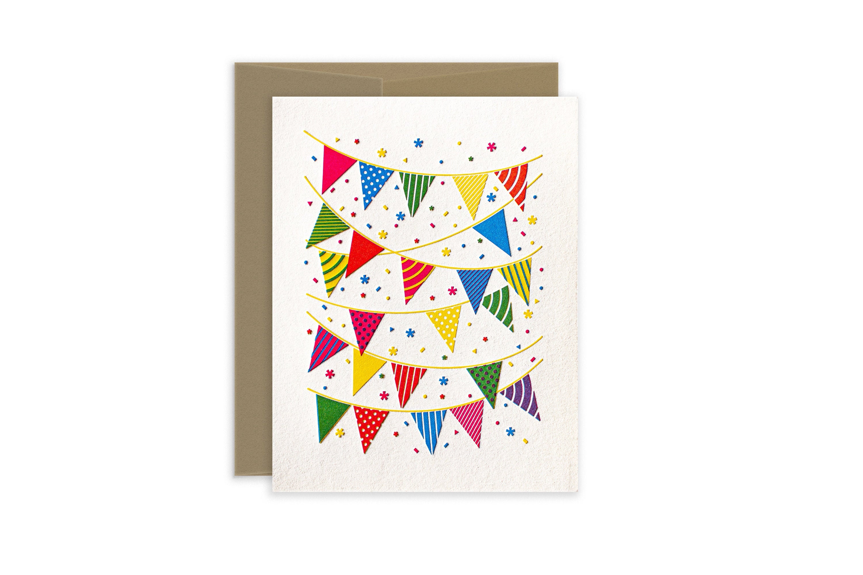 Letterpress Pennants Celebration Cards, Modern Party Greeting Cards ...