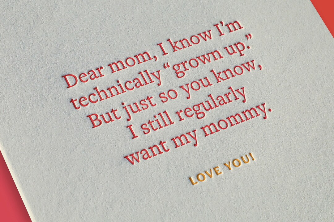 Letterpress Dear Mom Card, Funny Mother's Day Cards, Modern Mom ...