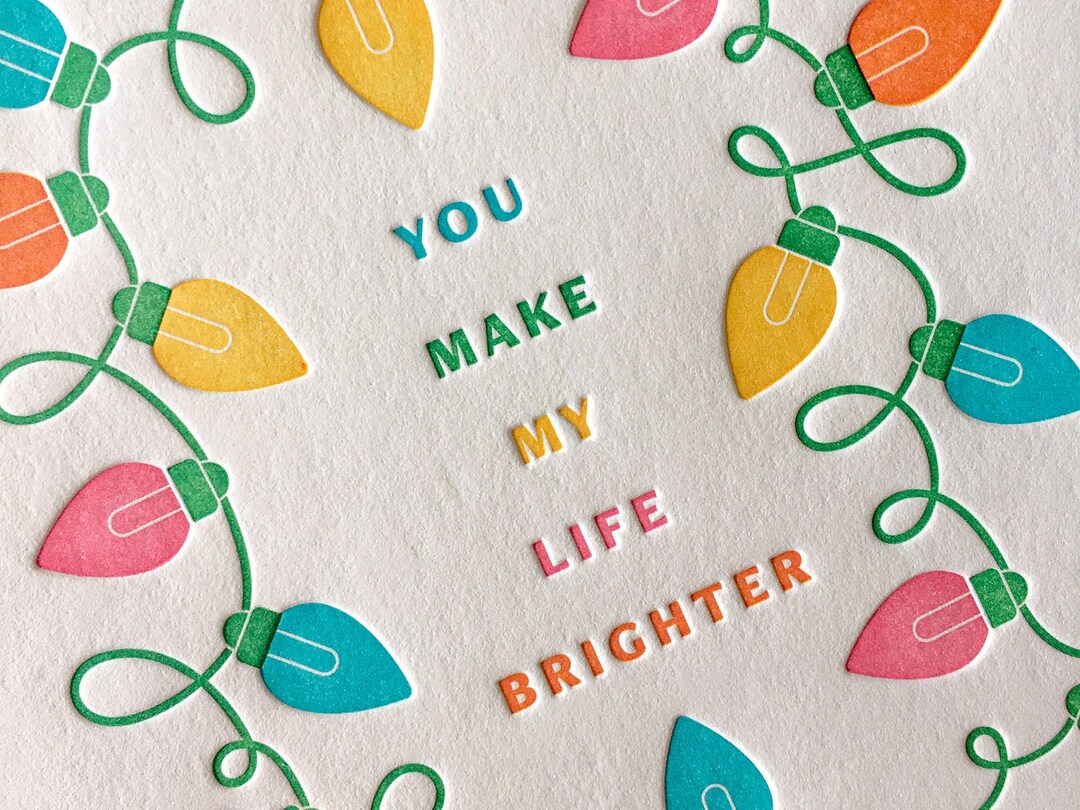 Letterpress Christmas Lights Holiday Party Card, Fun Christmas Card ...