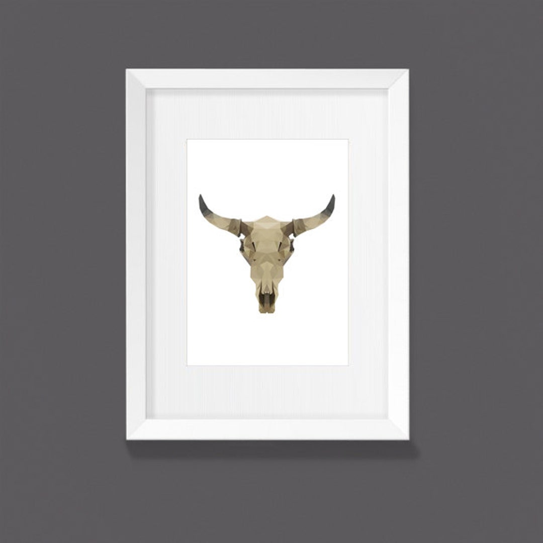 Geometric Cow Skull Low Poly Bovine Bull Fauna Art Print - Etsy