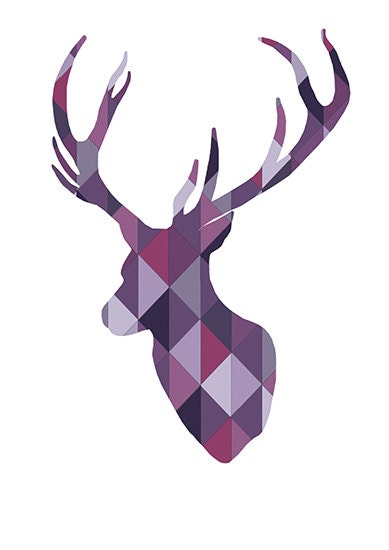 Geometric Purple Stag Head Set of 3 | Stags / Deer | PRINT - Etsy UK