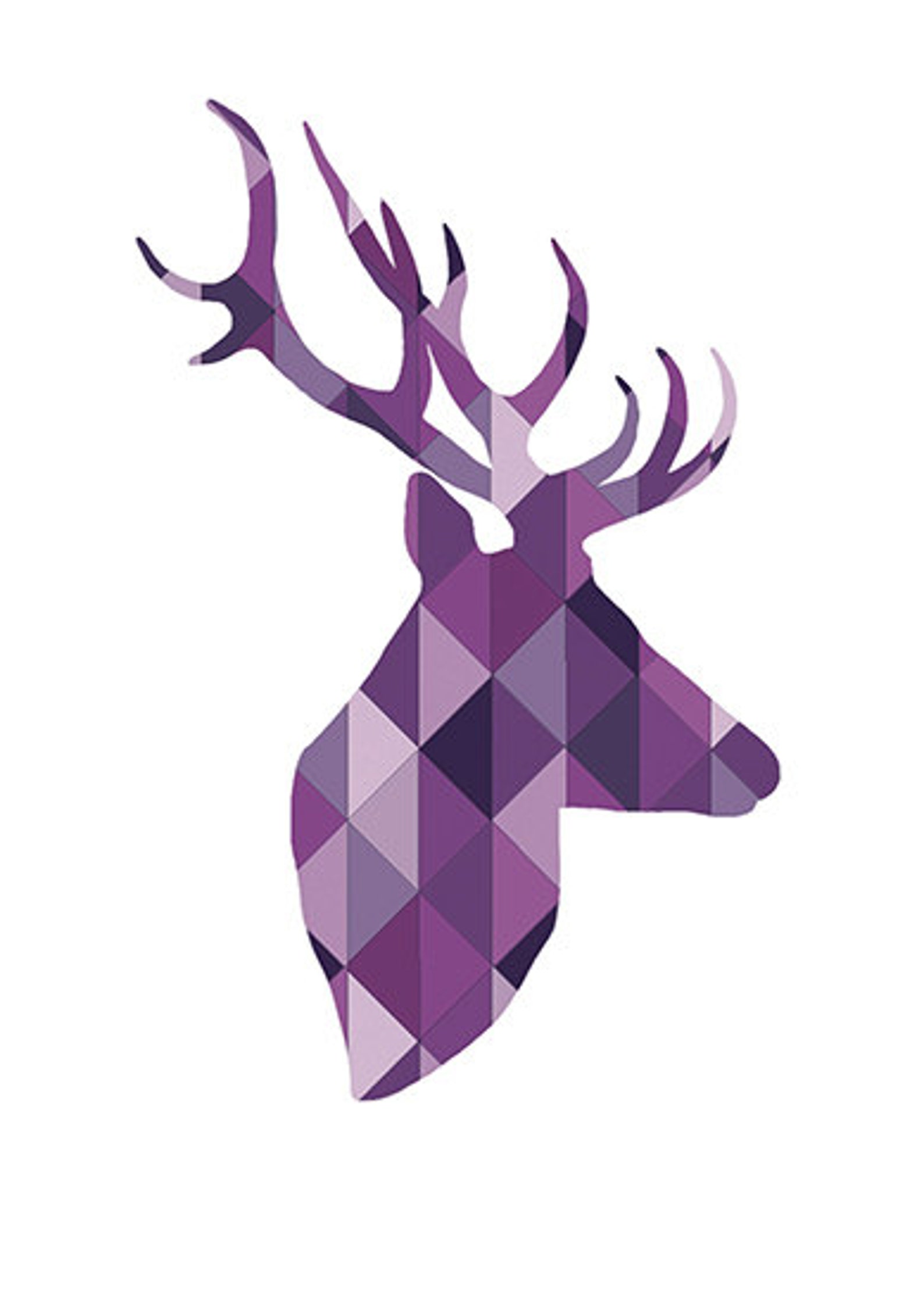 Geometric Purple Stag Head Set of 3 | Stags / Deer | PRINT - Etsy UK
