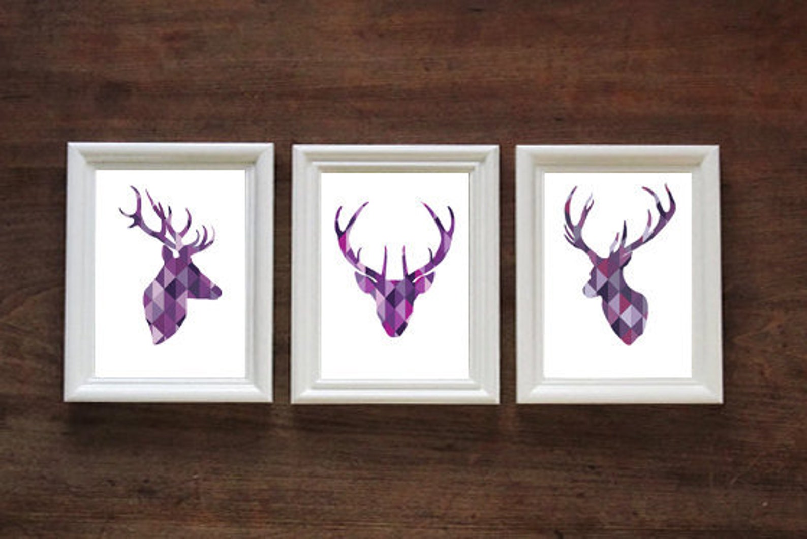 Geometric Purple Stag Head Set of 3 | Stags / Deer | PRINT - Etsy UK