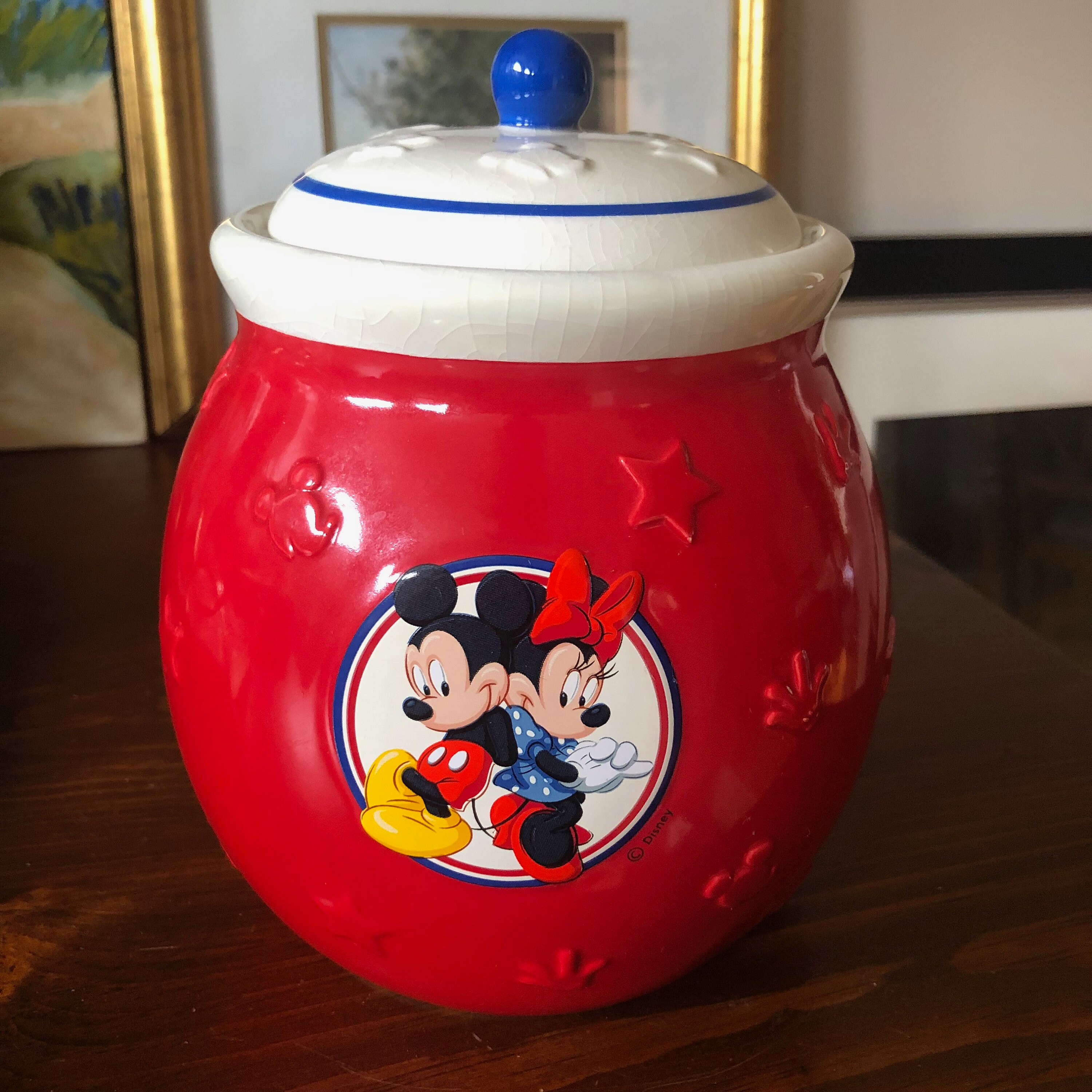 Vintage Disney Mickey and Minnie Mouse Red Cookie Jar Canister - Etsy