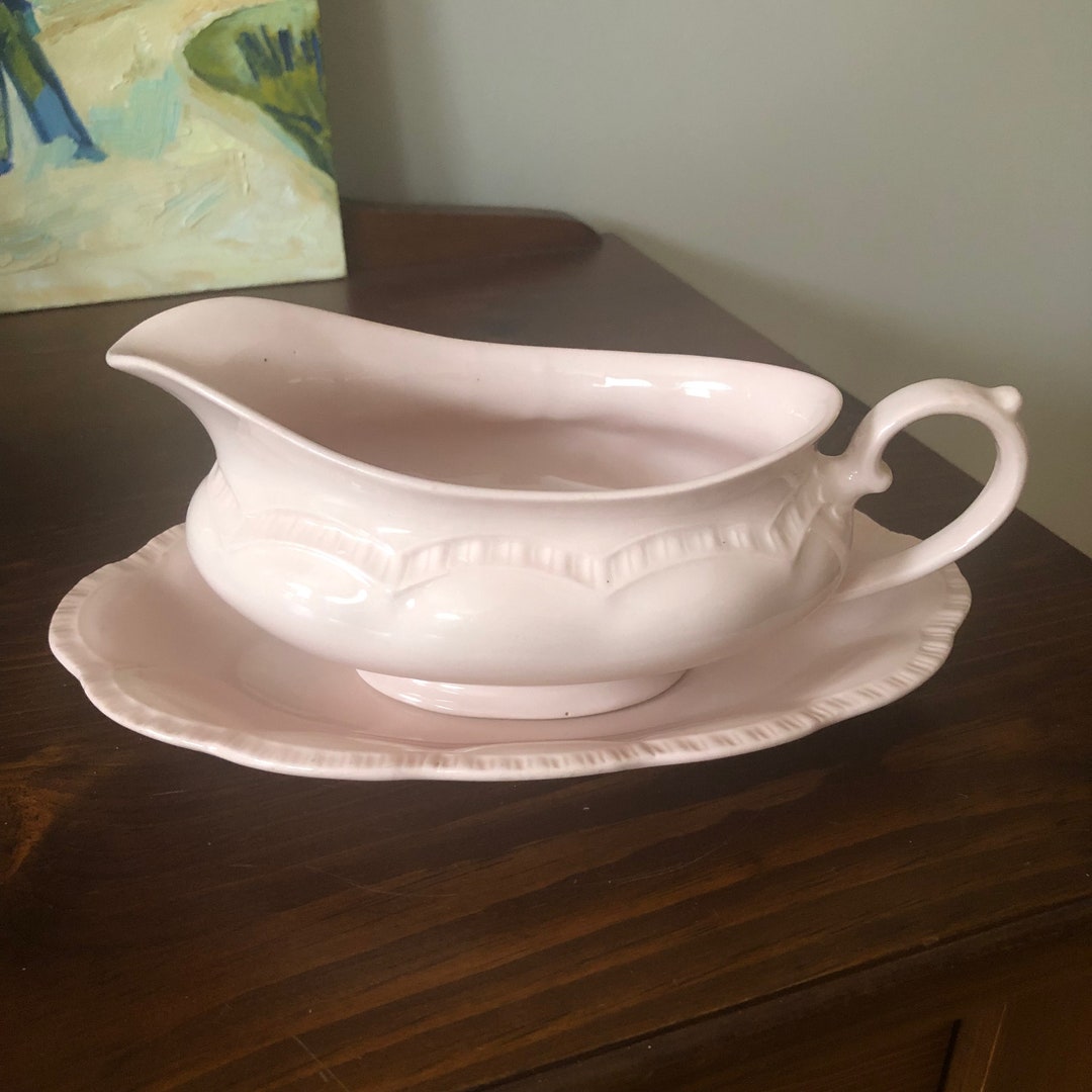 Vintage J & G Meakin ROSA Pink Gravy Boat and Underplate Set - Etsy