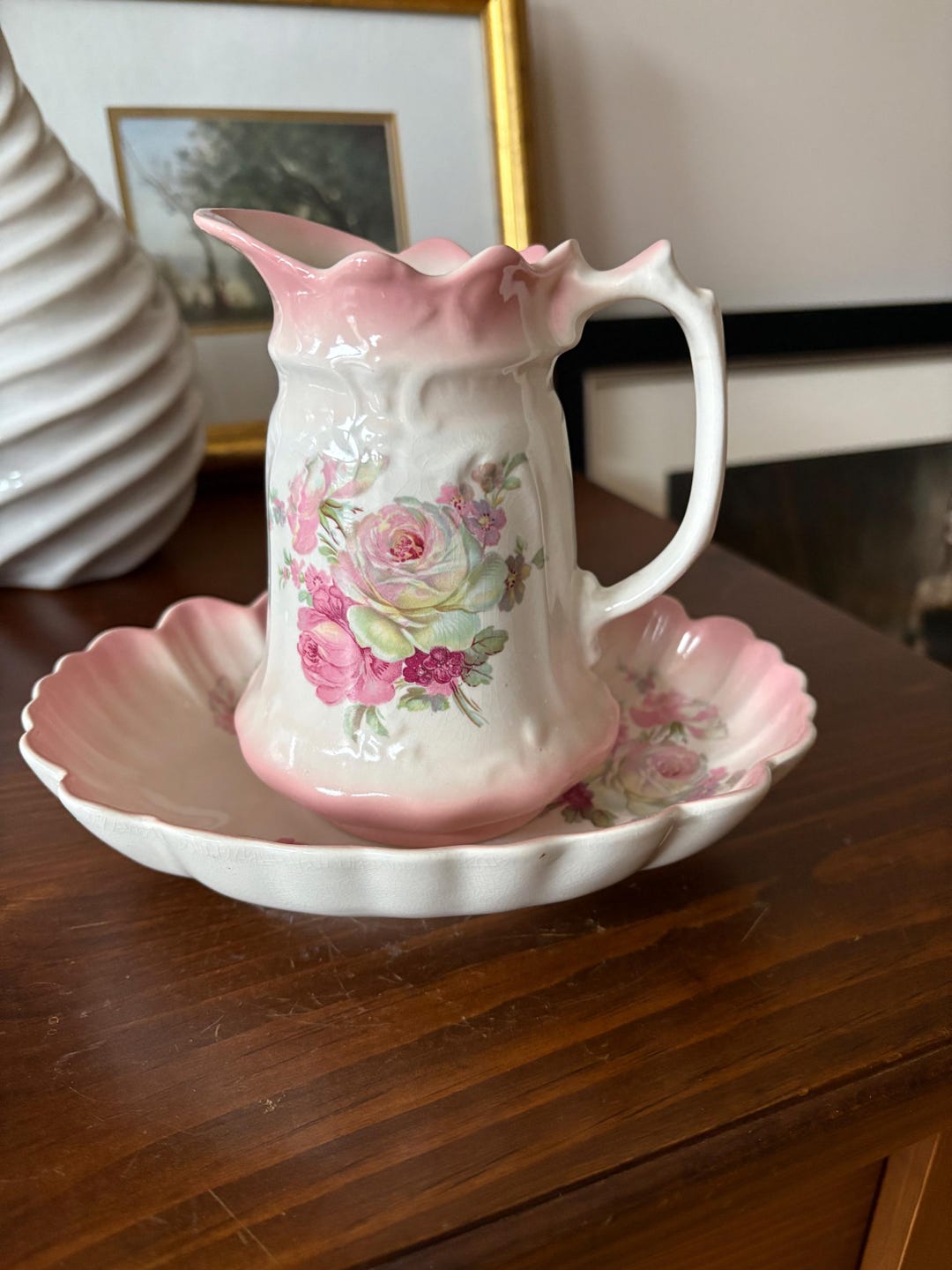 Vintage Old Foley VICTORIA ROSE Made in England Pitcher and Tray Set - Etsy
