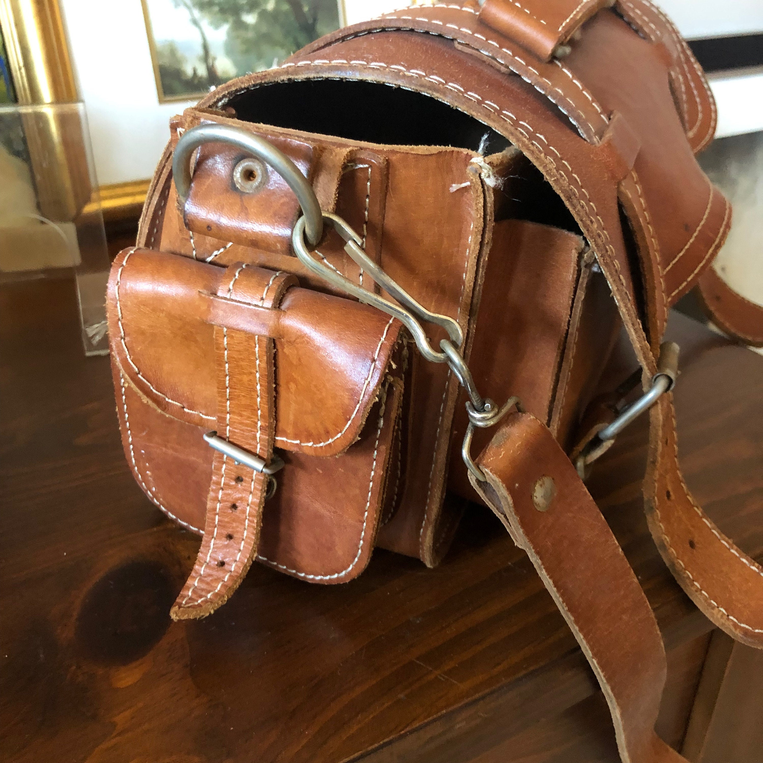 Vintage Natural Leather Camera Bag - Etsy