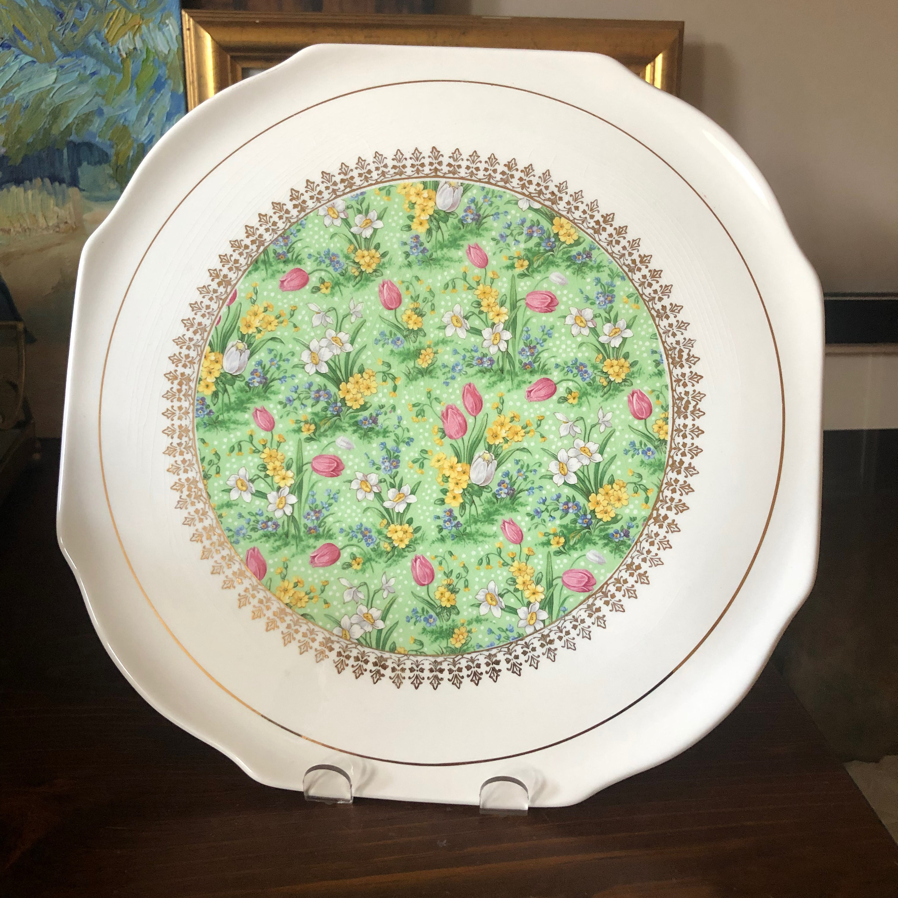 Vintage Lord Nelson Green Tulip Cake Plate - Etsy
