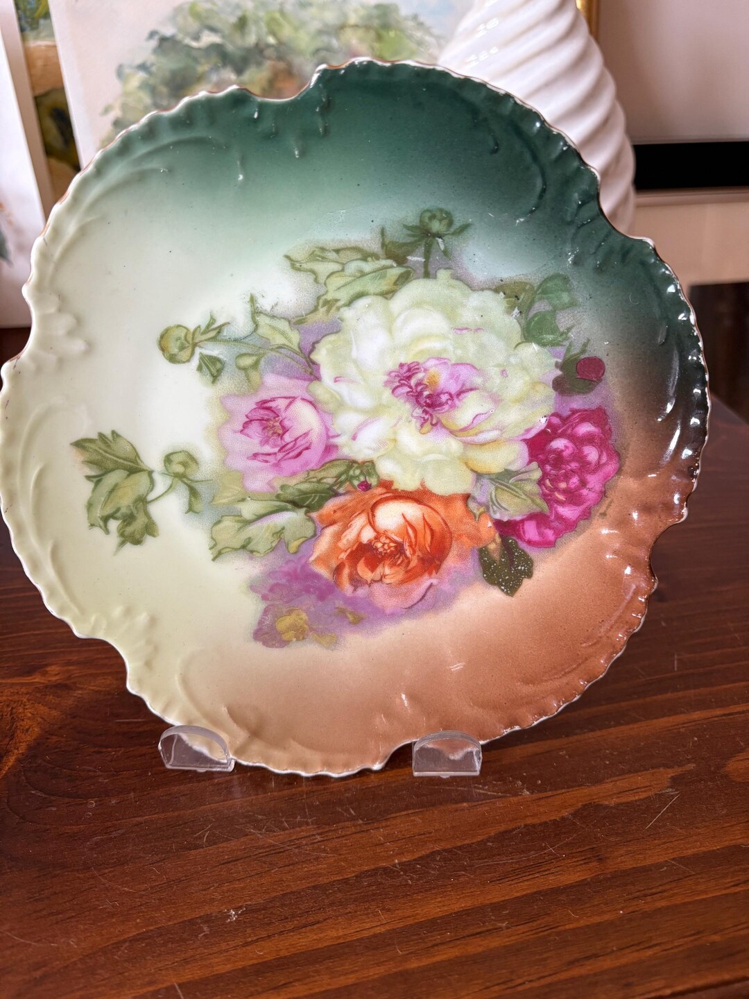 Vintage Z S and Co. Bavaria Hand Painted Floral Small Dish - Etsy