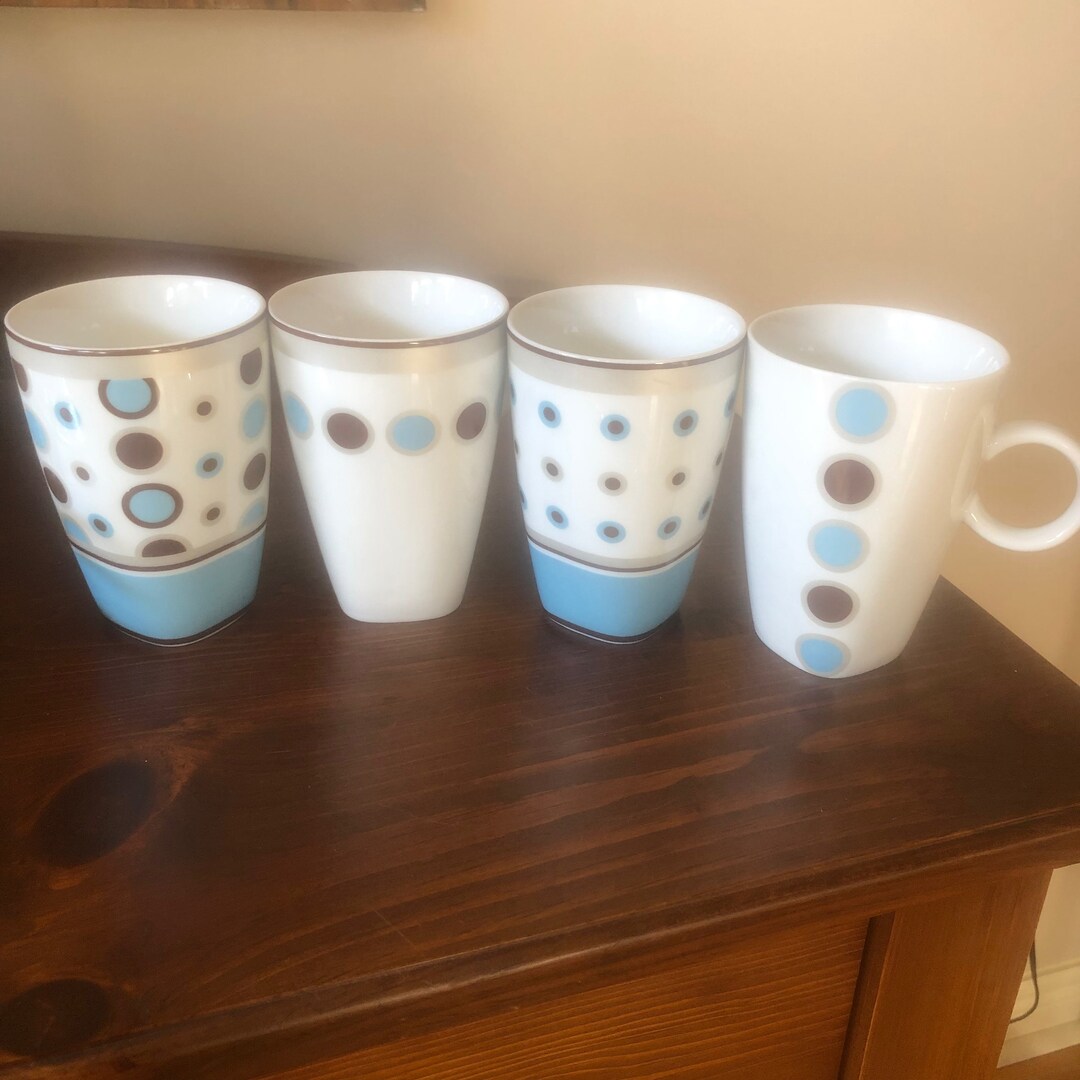 Maxwell Williams Blue Brown Dot Set of 4 Mugs - Etsy