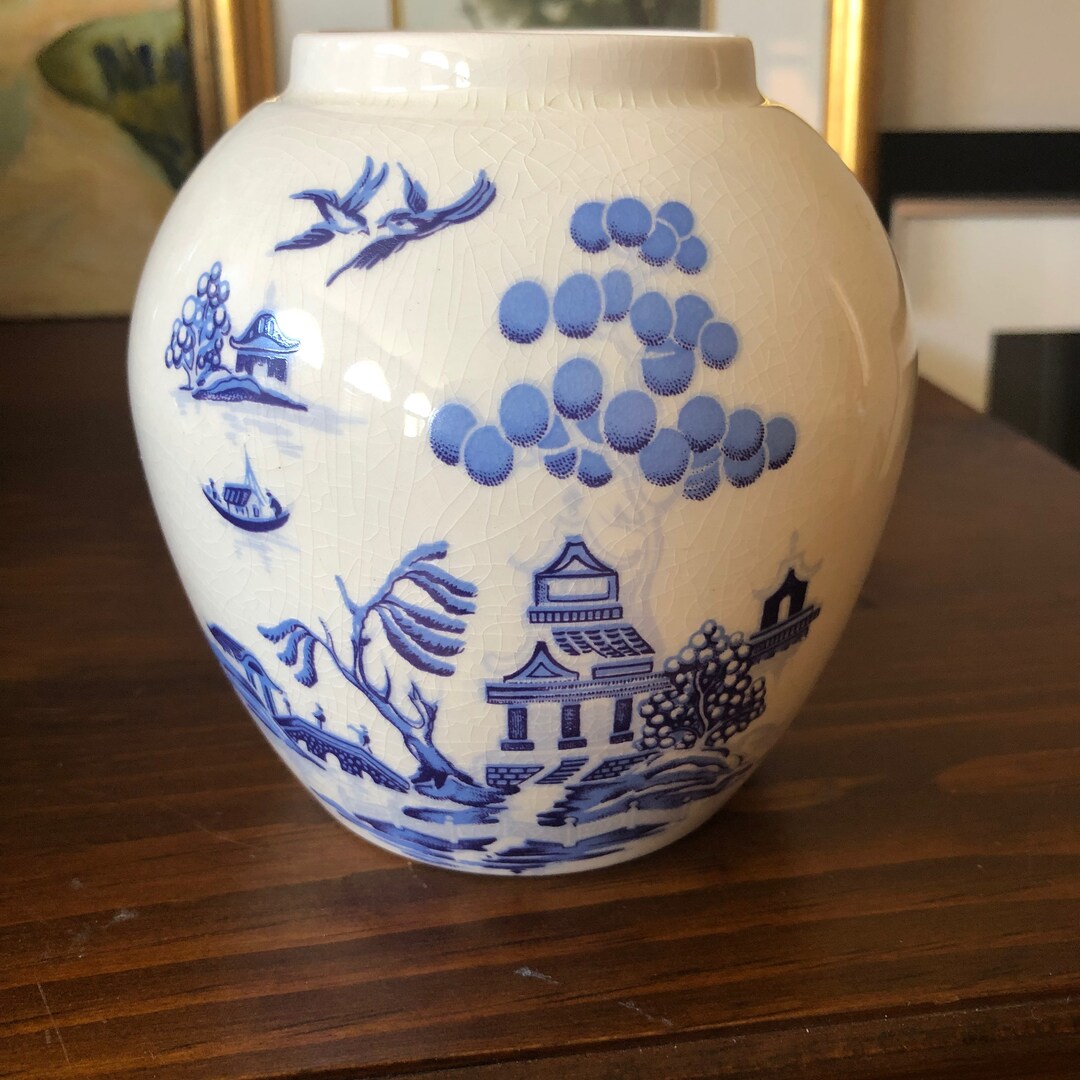 Vintage Bristol Pottery England Blue Willow Jar Made for R. Twining ...