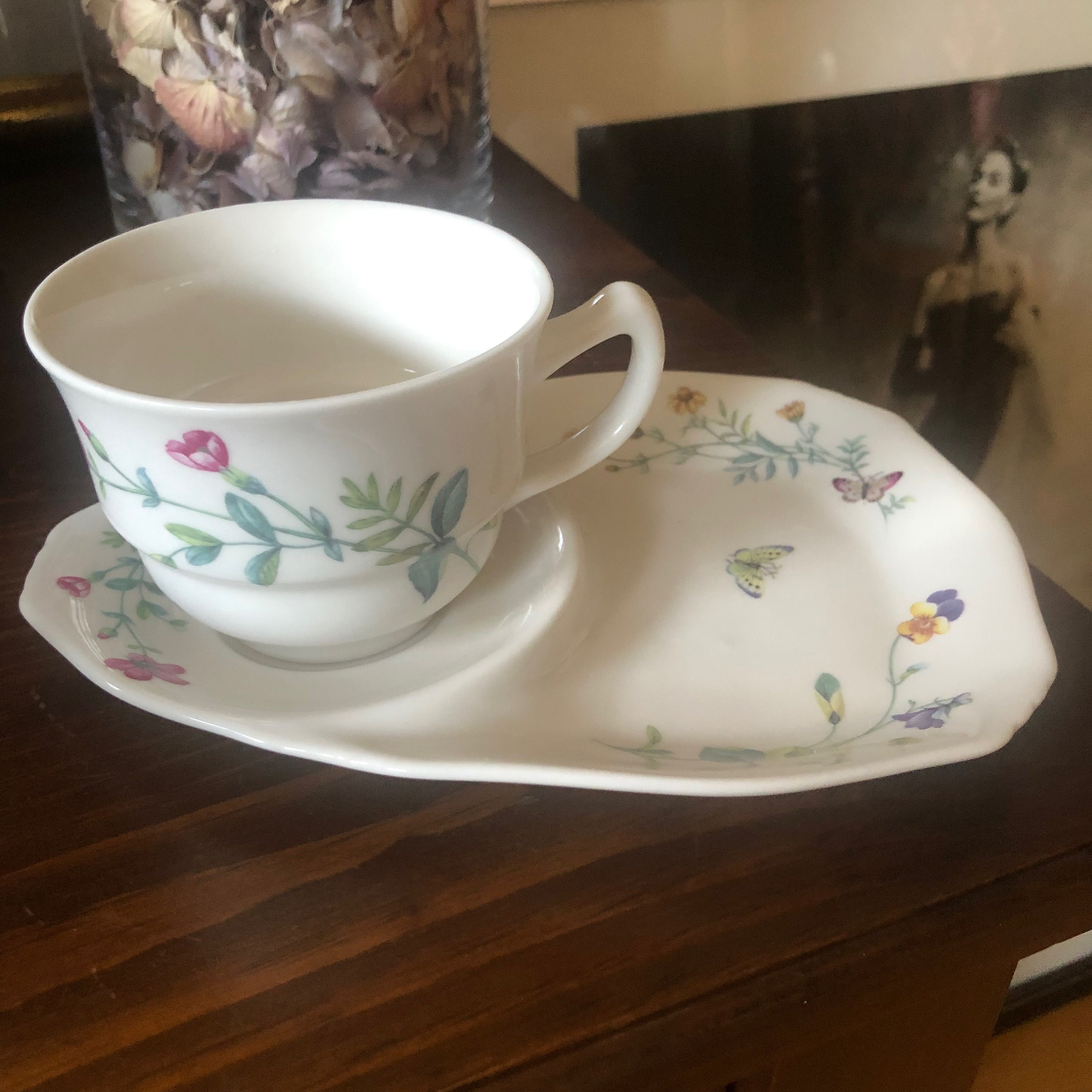 Nantucket Home Butterflies and Flowers Porcelain Snack Tray and Cup - Etsy