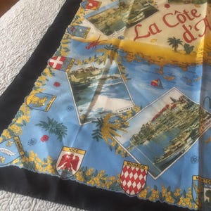 Vintage La Cote D'azur Souvenir Scenic Scarf - Etsy