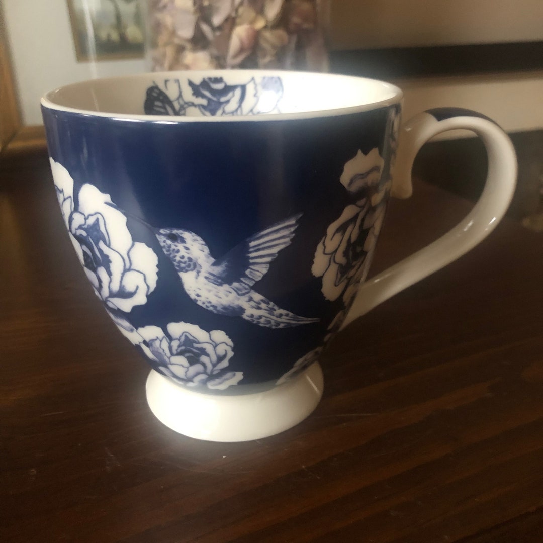 The English Mug Company Blue and White Bird Mug - Etsy