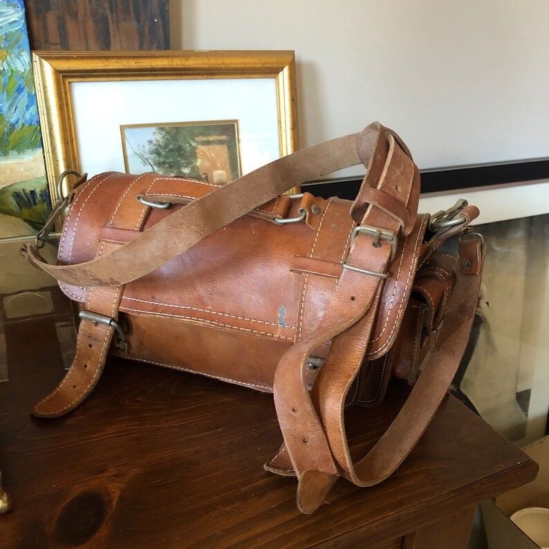 Vintage Natural Leather Camera Bag - Etsy