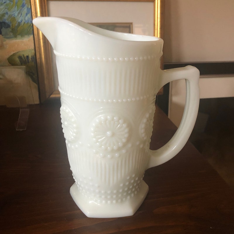 Milk Glass Pitcher - Etsy