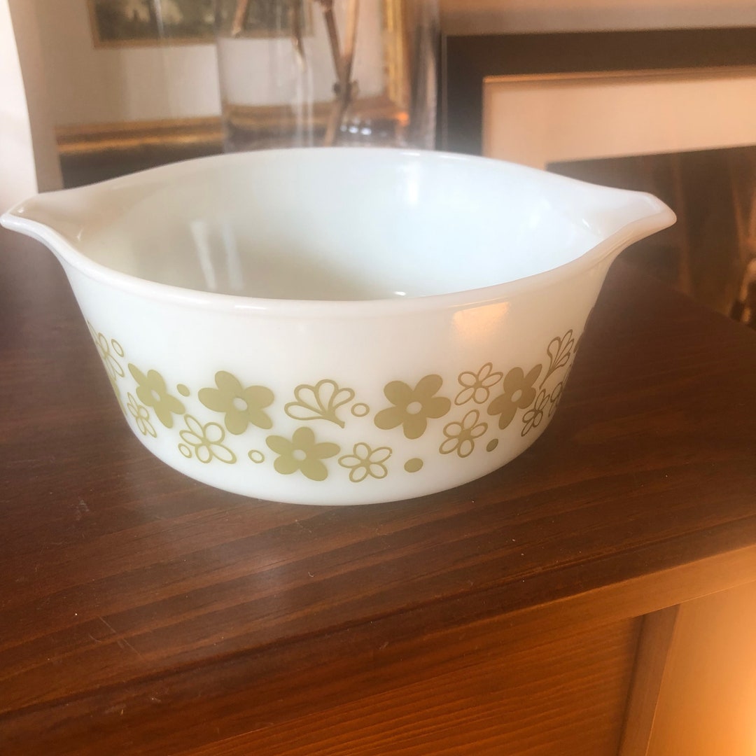 Vintage Pyrex Blossom Green Floral Made in USA Bowl - Etsy