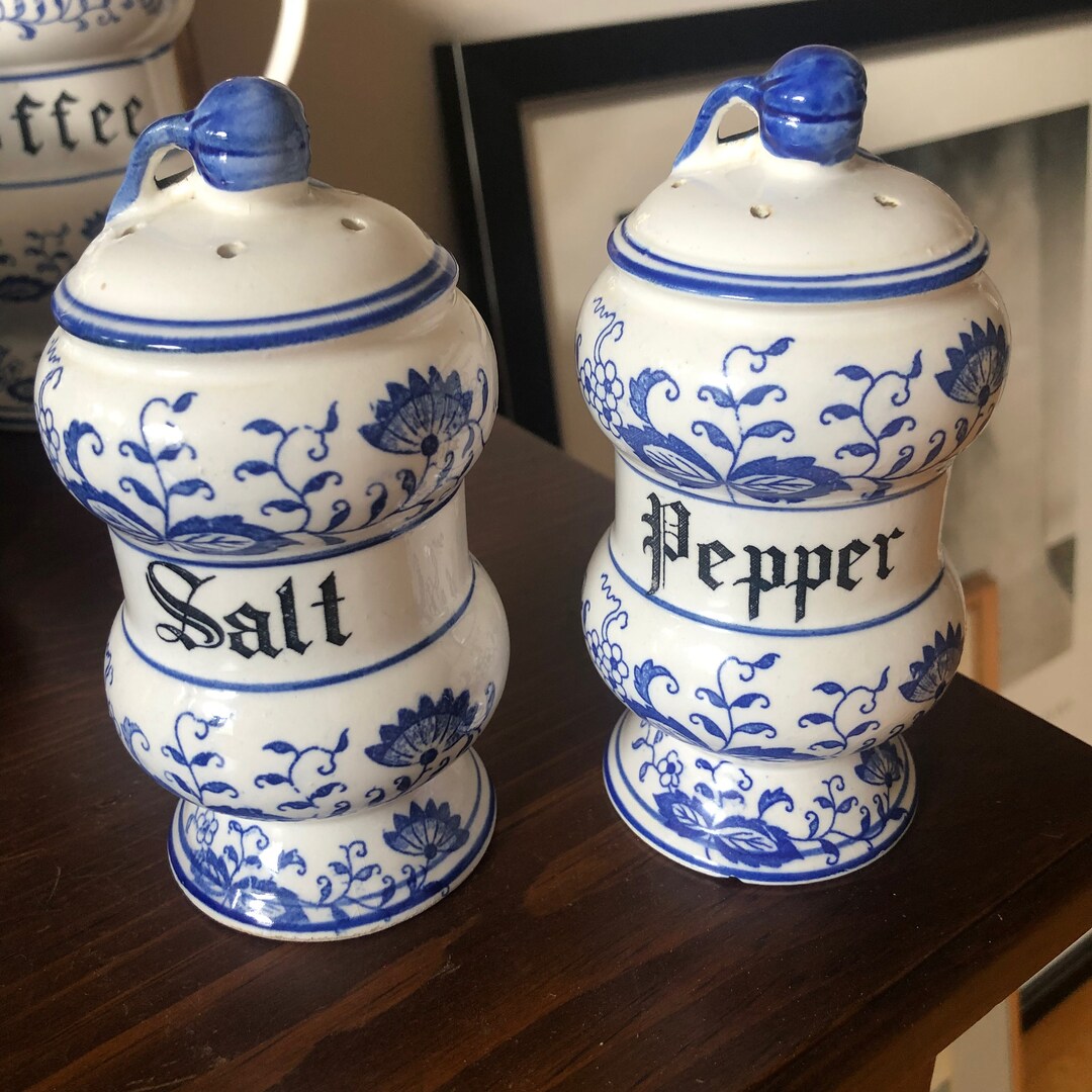 Vintage Blue Onion Japan Arnart Salt & Pepper Set OR Sugar and Creamer Set OR Jelly Jar OR Mug ...