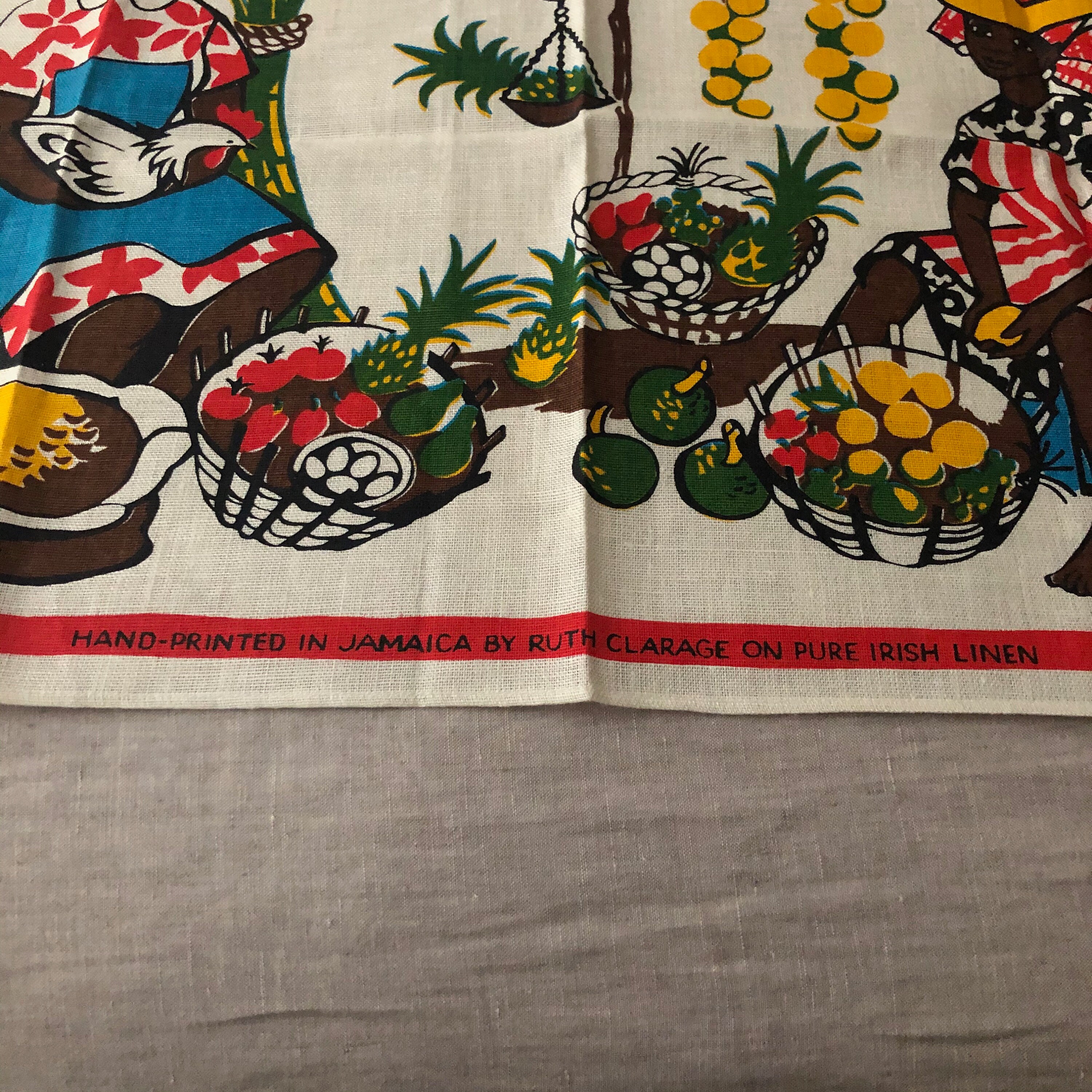 Vintage Ruth Clarage Hand Printed Jamaica Linen Tea Towel - Etsy Israel